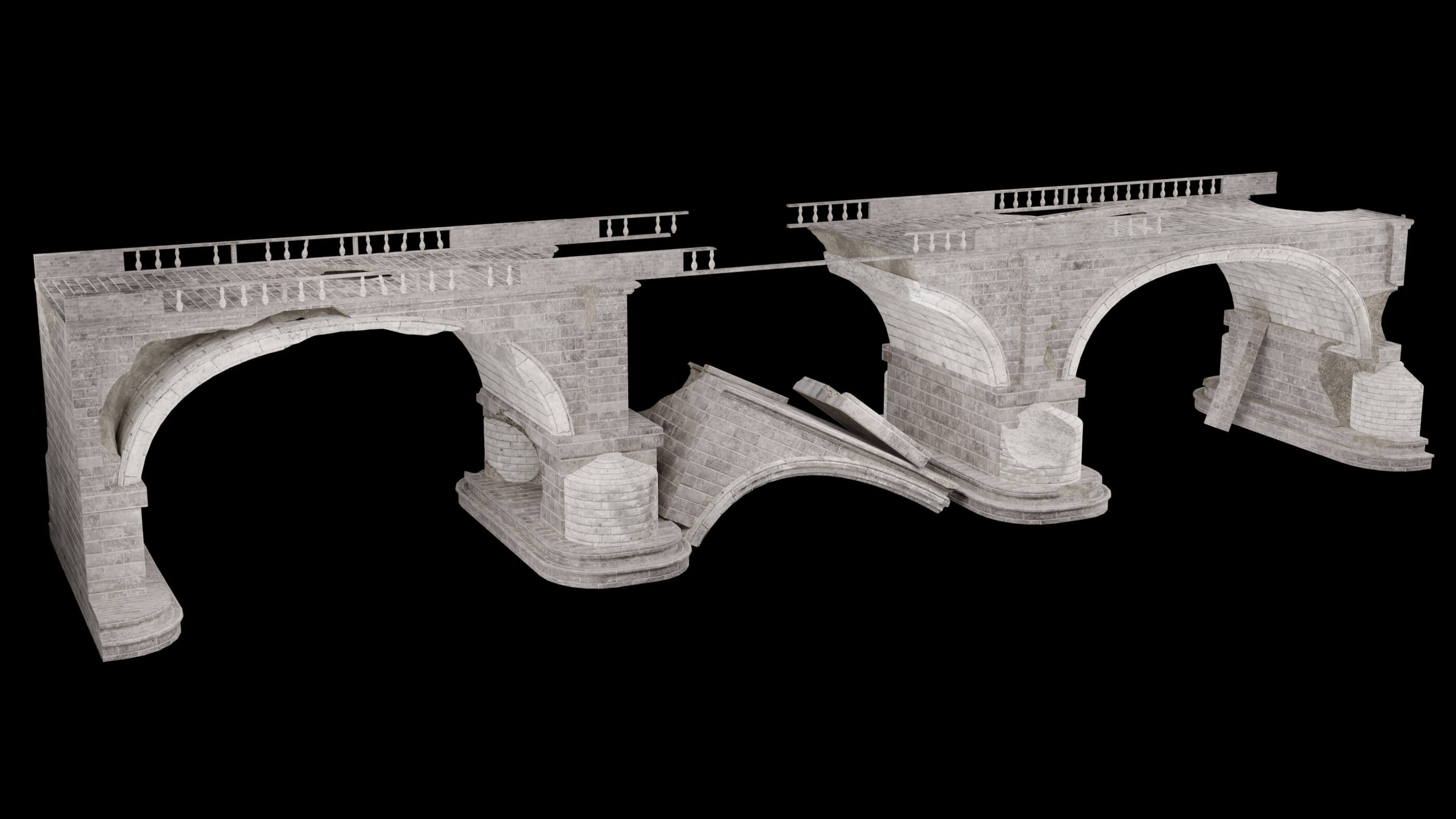 Destroyed Bridge Roman Greek Collection - 3D Model by Enterables