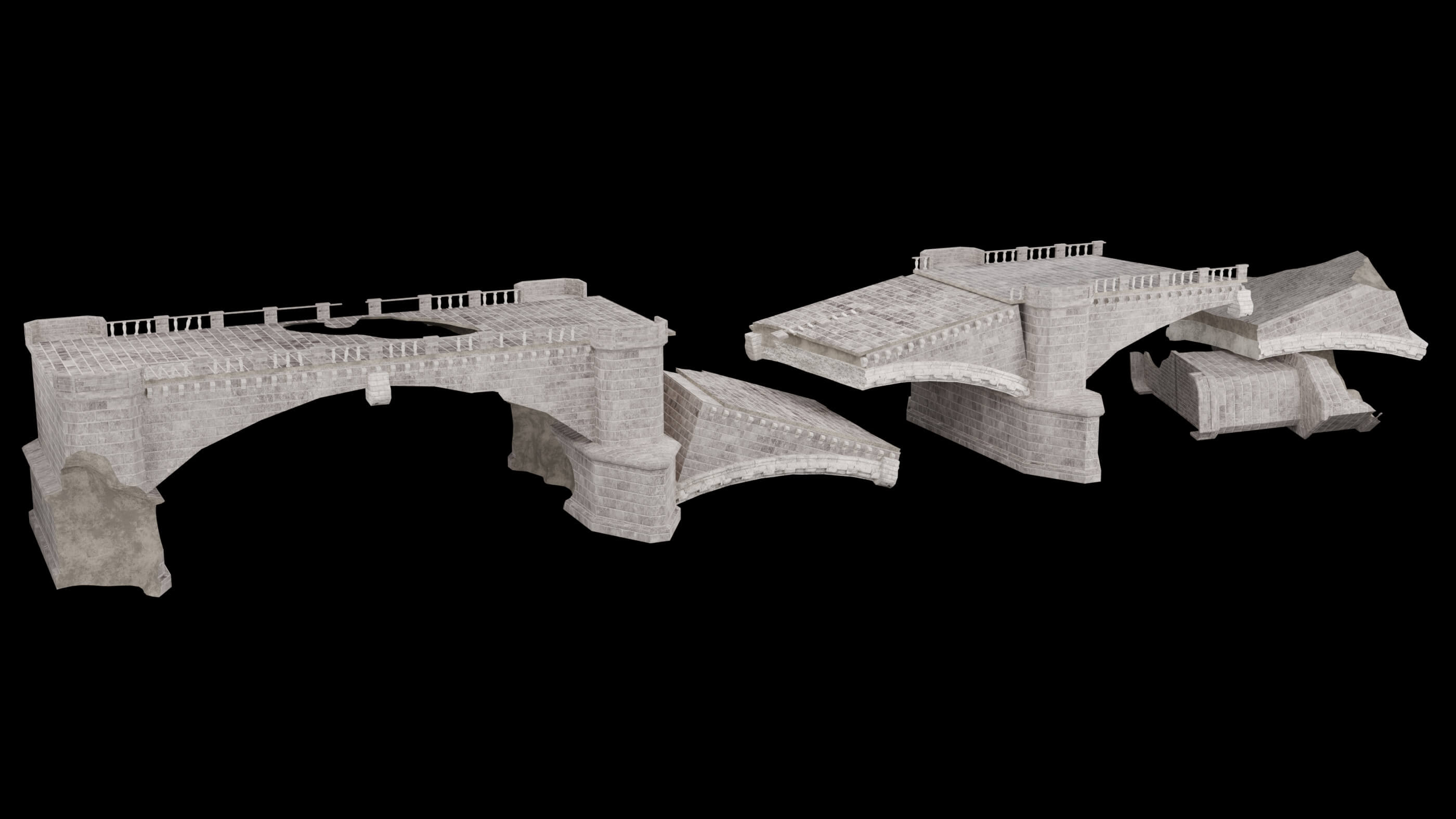 Destroyed Bridge Roman Greek Collection - 3D Model by Enterables