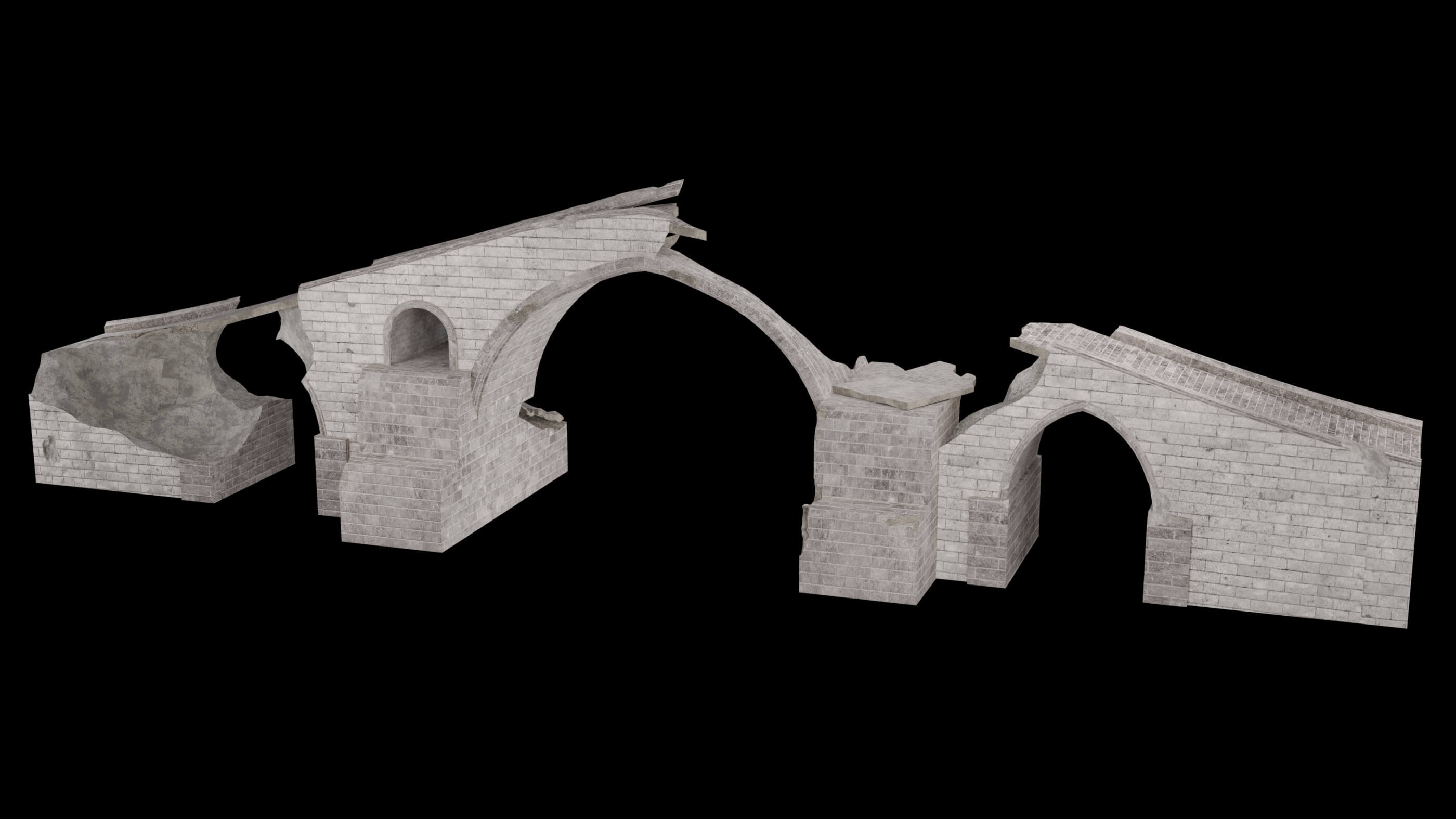 Destroyed Bridge Roman Greek Collection - 3D Model by Enterables
