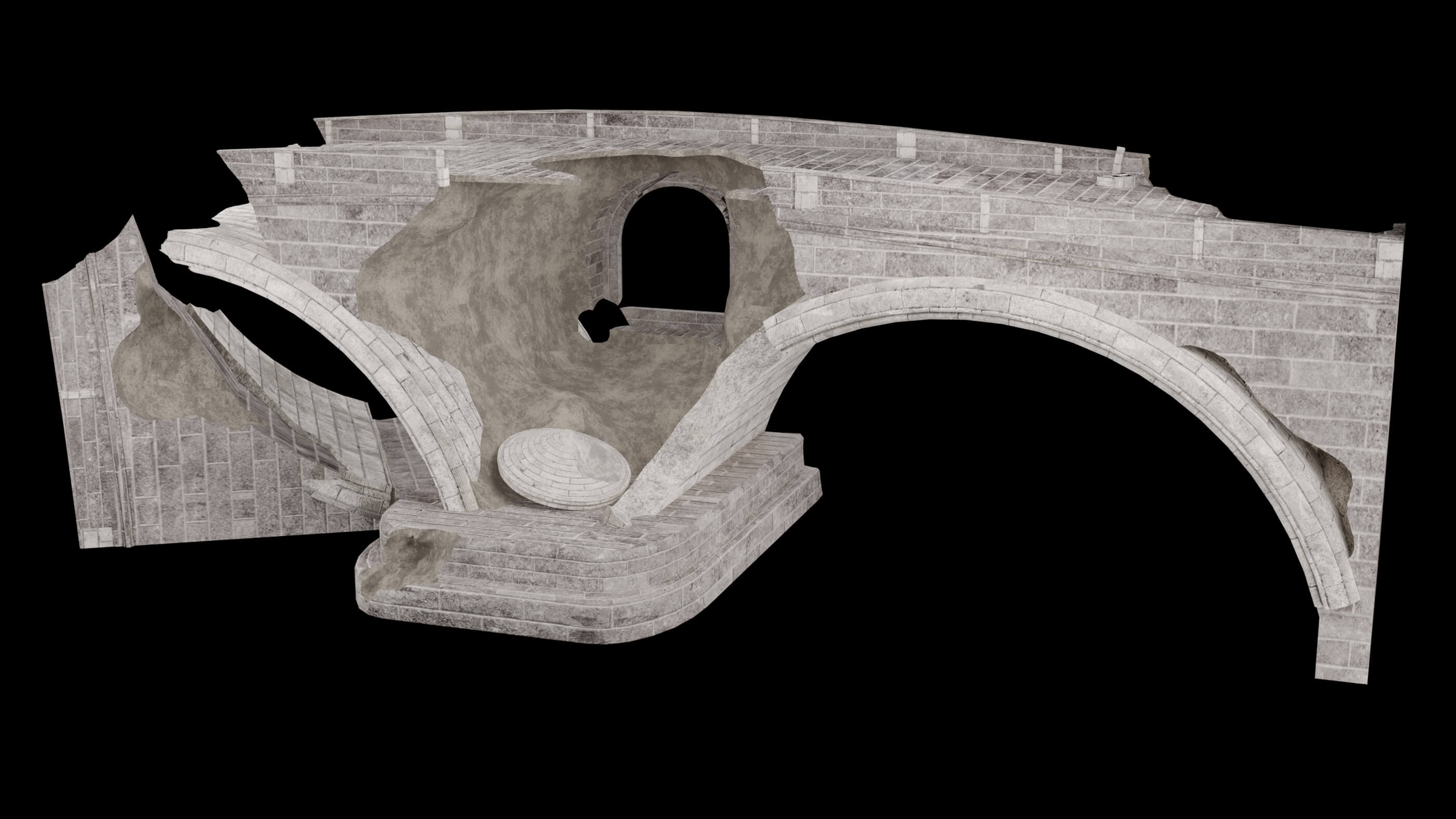 Destroyed Bridge Roman Greek Collection - 3D Model by Enterables