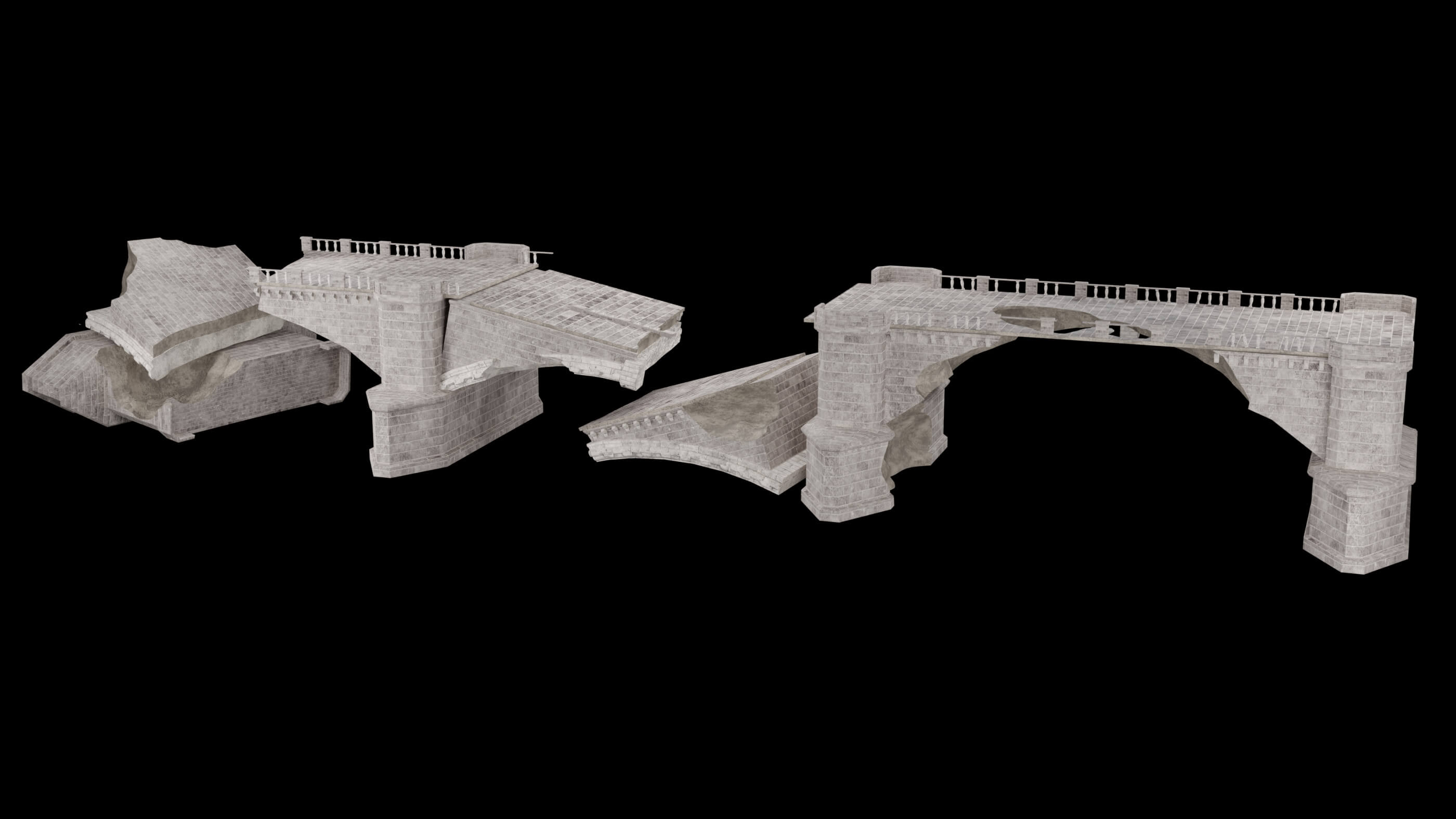 Destroyed Bridge Roman Greek Collection - 3D Model by Enterables
