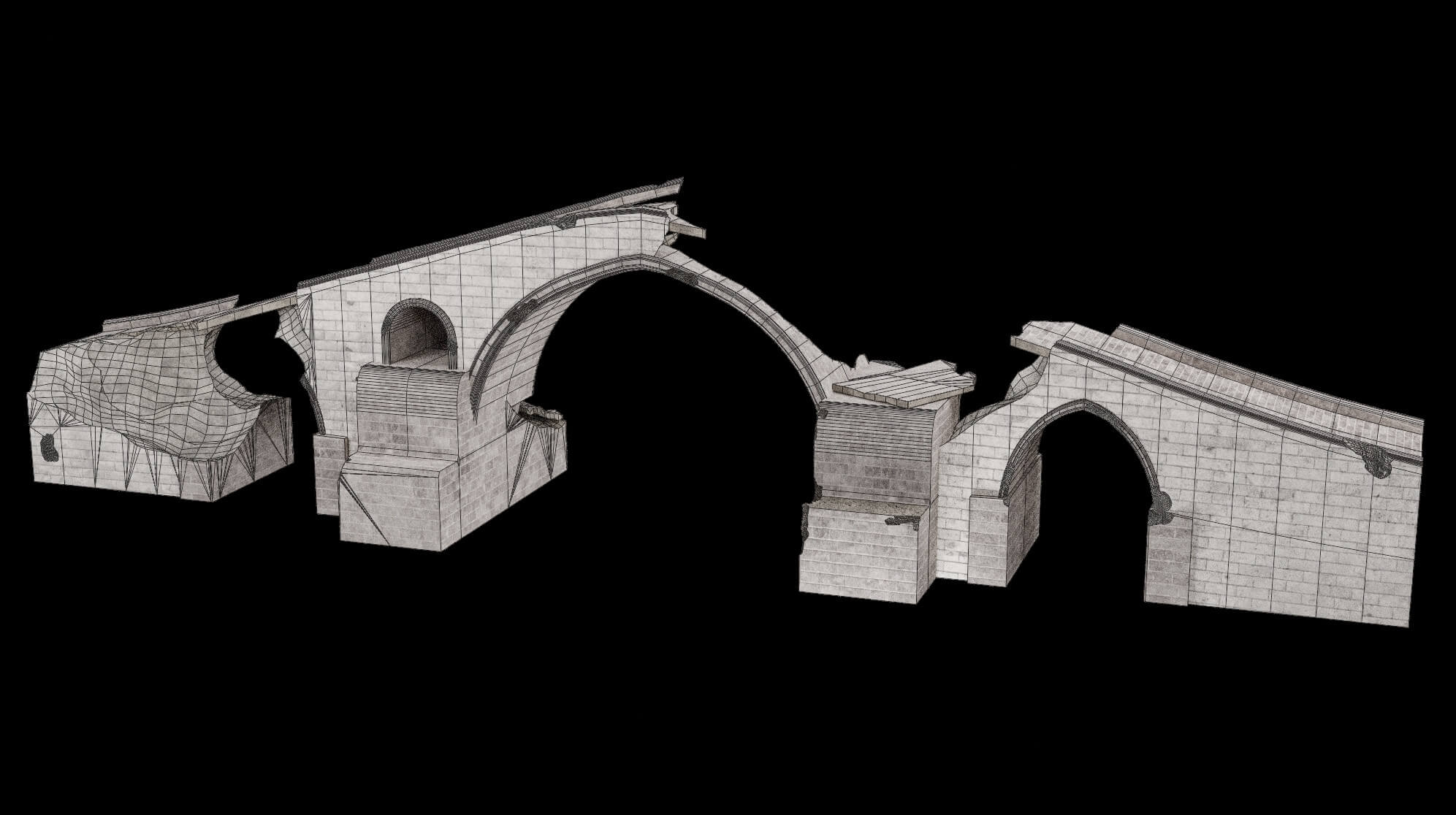 Destroyed Bridge Roman Greek Collection - 3D Model by Enterables