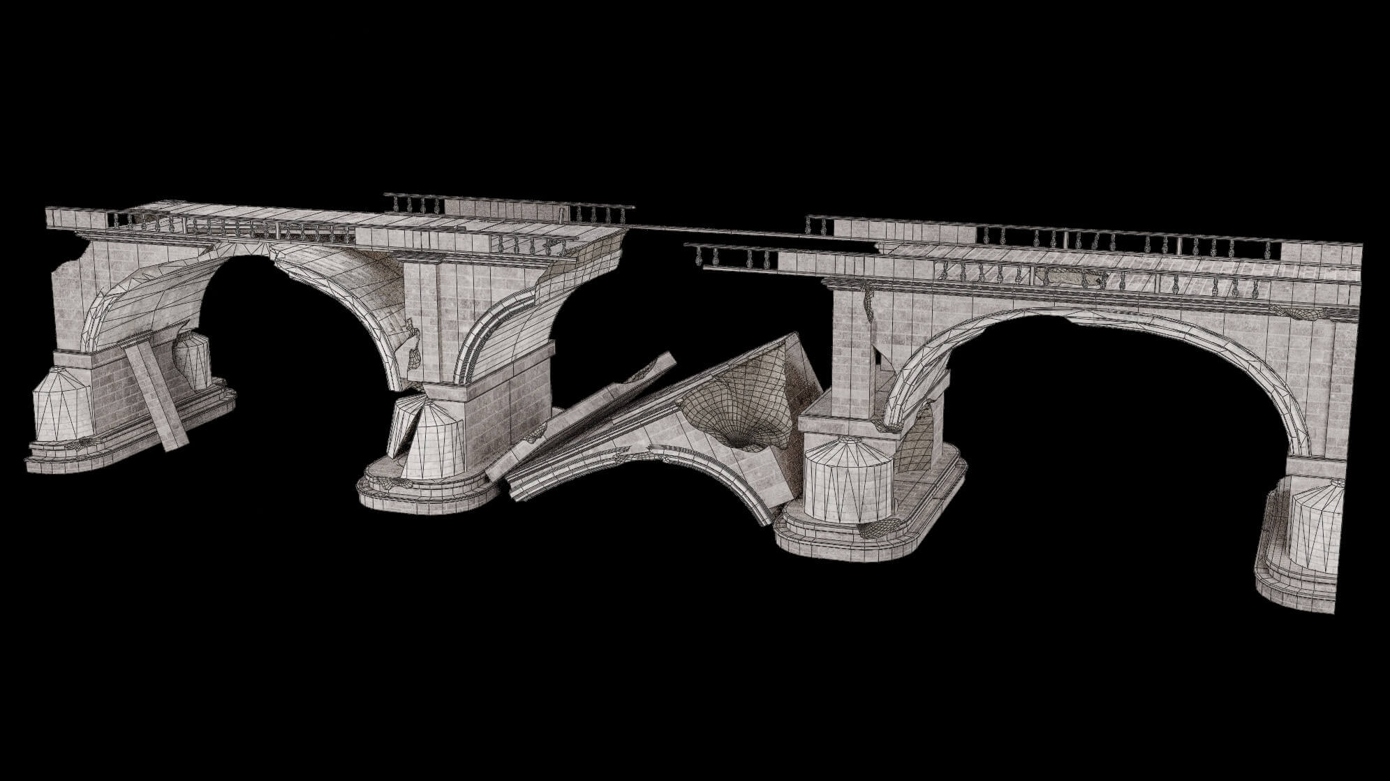 Destroyed Bridge Roman Greek Collection - 3D Model by Enterables