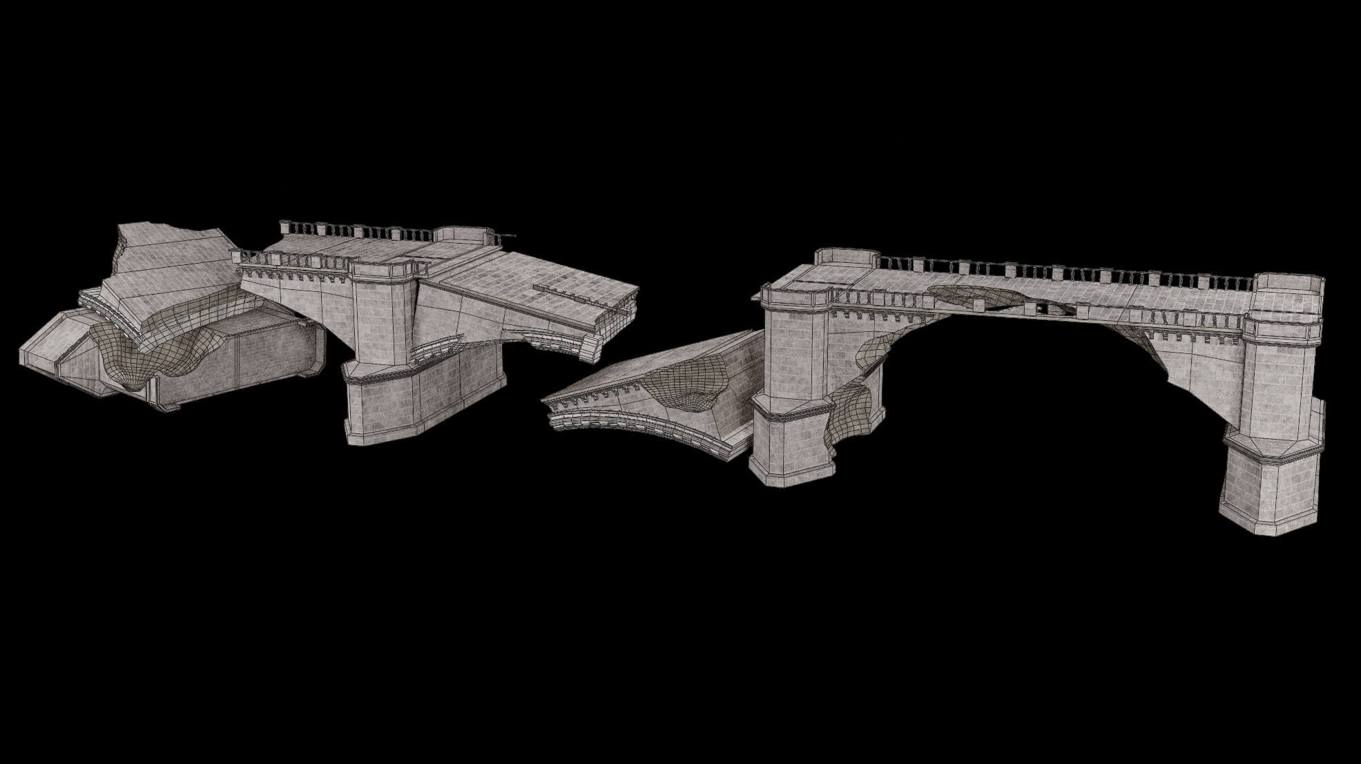 Destroyed Bridge Roman Greek Collection - 3D Model by Enterables