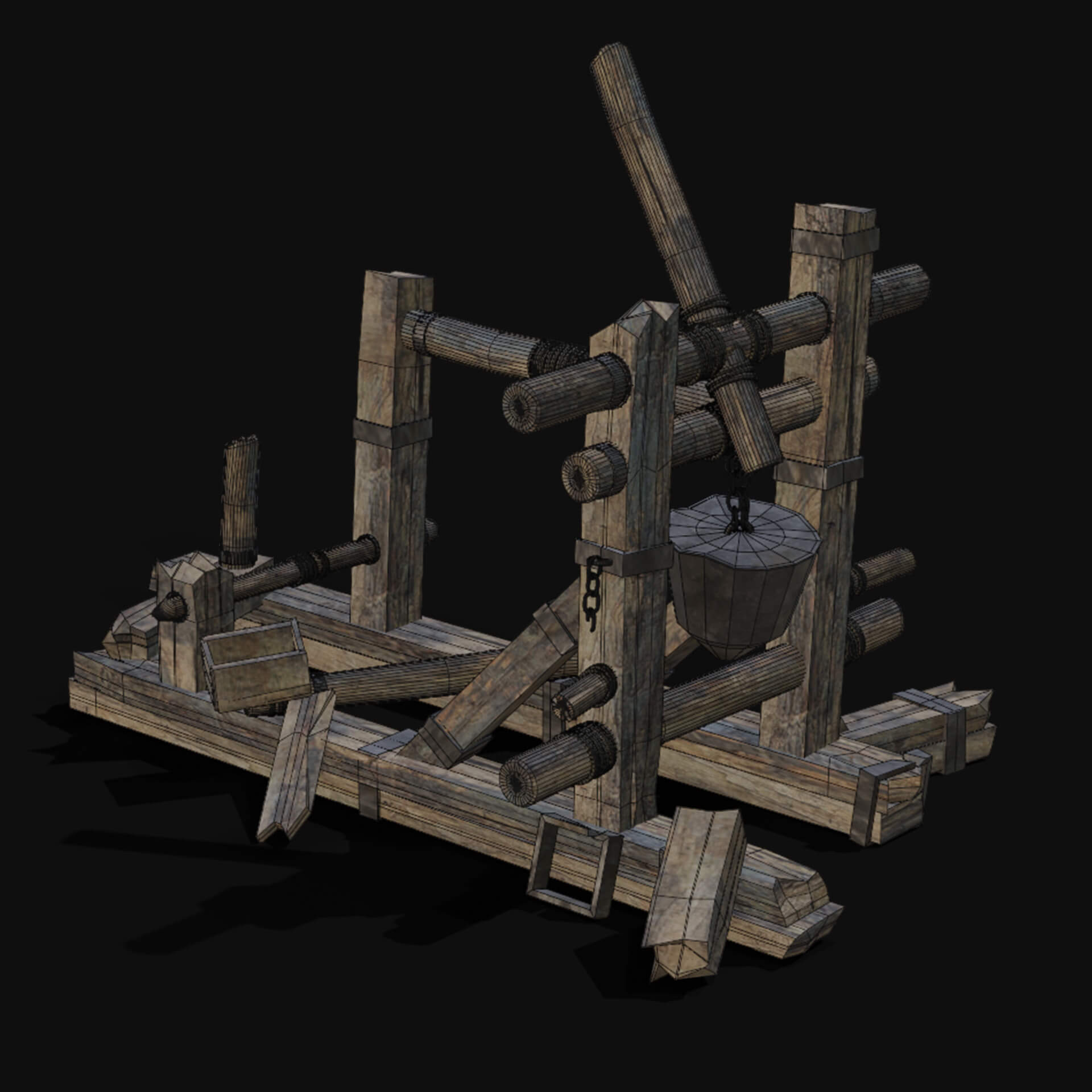 Destroyed Siege Engine War Machine Collection - 3D Model by Enterables