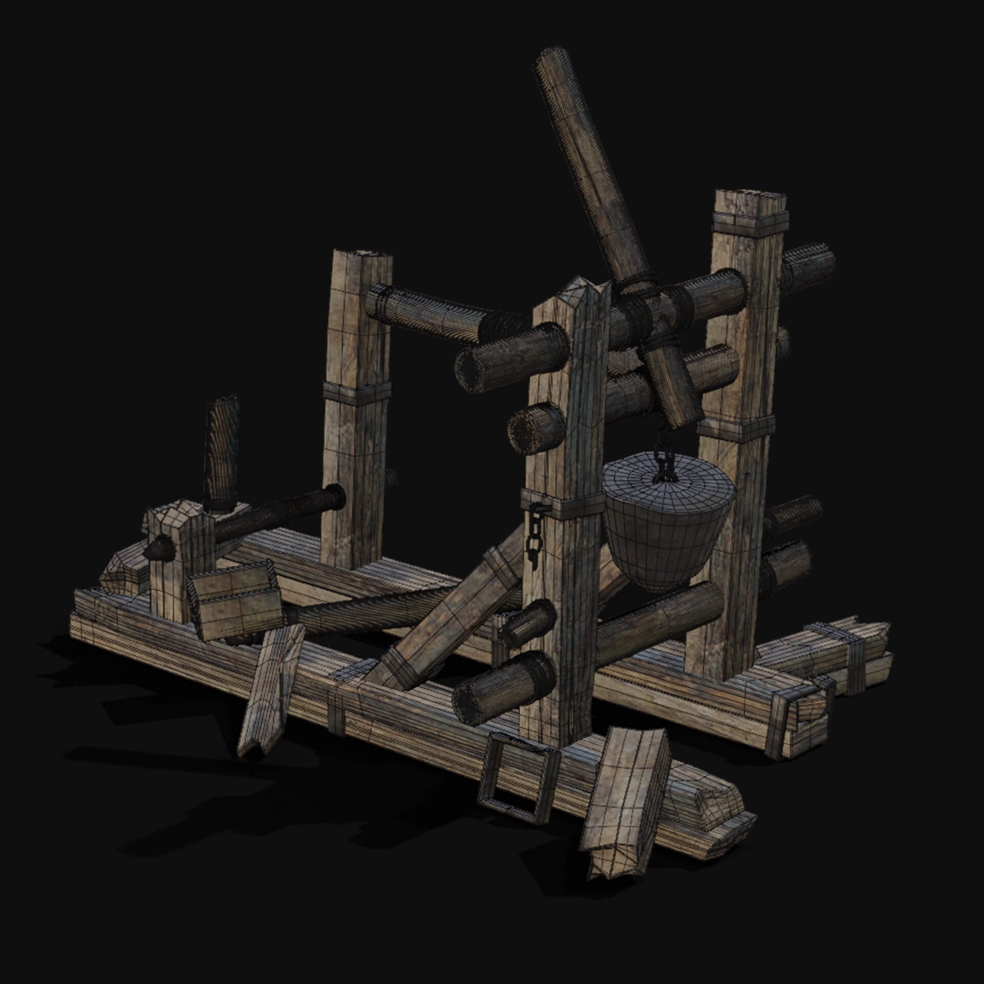 Destroyed Siege Engine War Machine Collection - 3D Model by Enterables