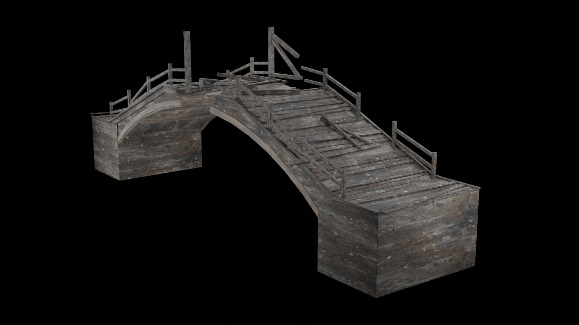 Destroyed Wooden Bridge Medieval Fantasy Collection - 3D Model by ...