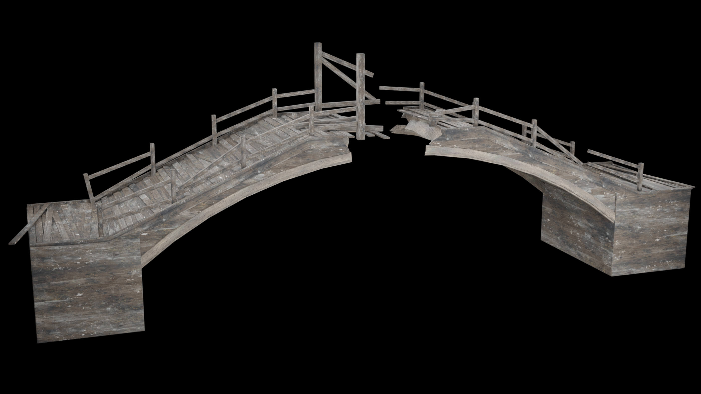 Destroyed Wooden Bridge Medieval Fantasy Collection - 3D Model by ...