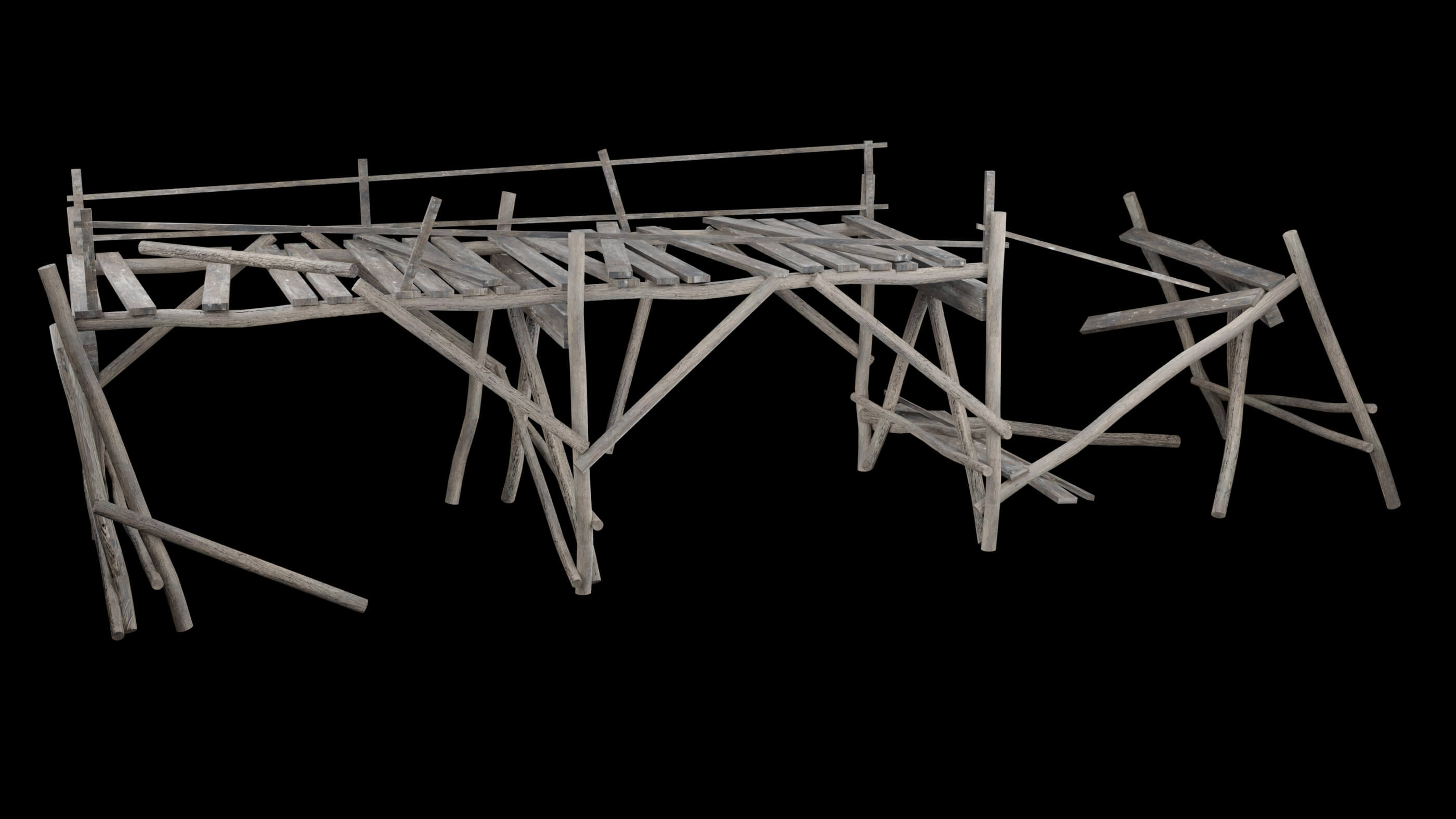 Destroyed Wooden Bridge Medieval Fantasy Collection - 3D Model by ...