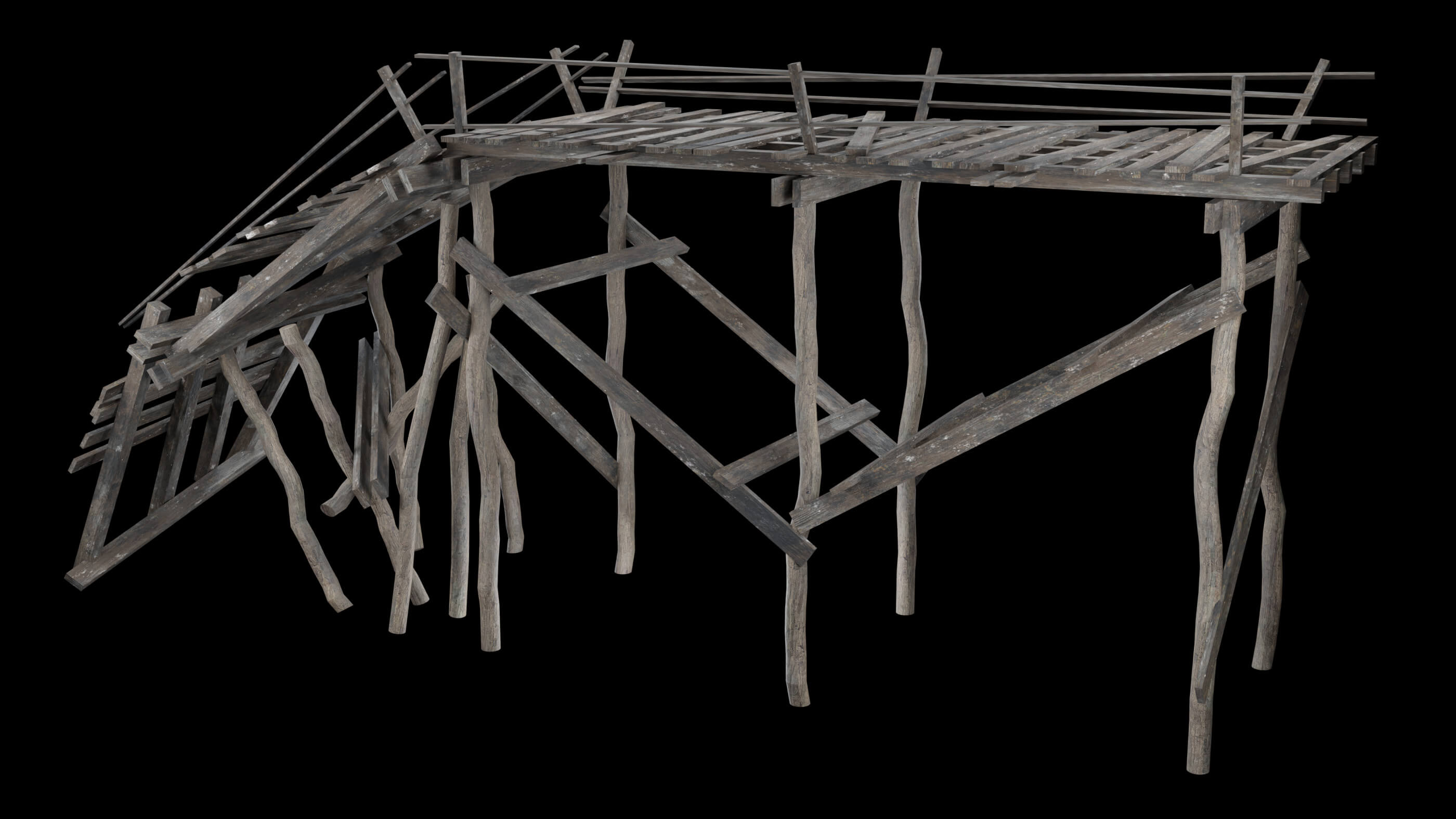 Destroyed Wooden Bridge Medieval Fantasy Collection - 3D Model by ...
