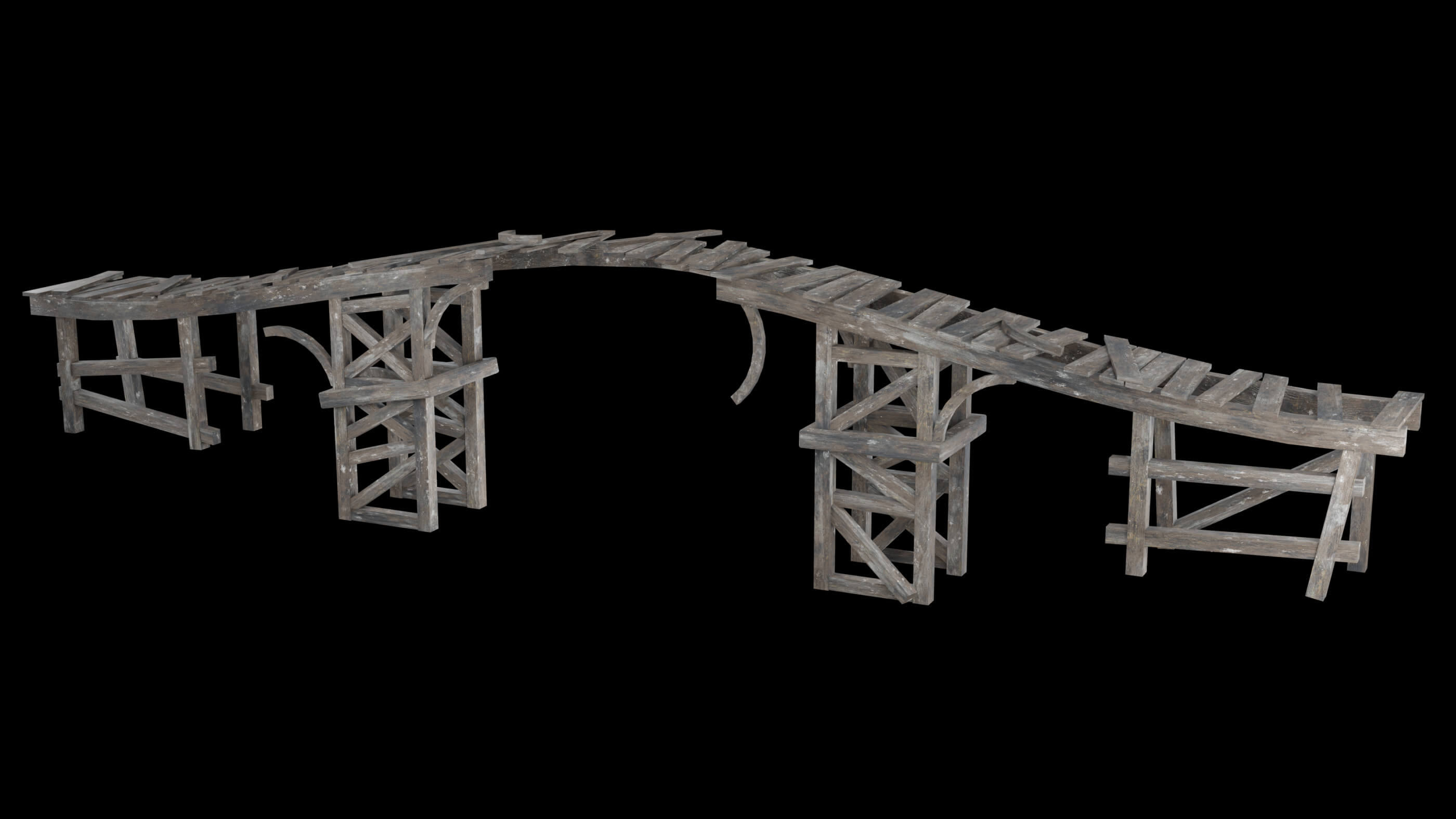 Destroyed Wooden Bridge Medieval Fantasy Collection - 3D Model by ...