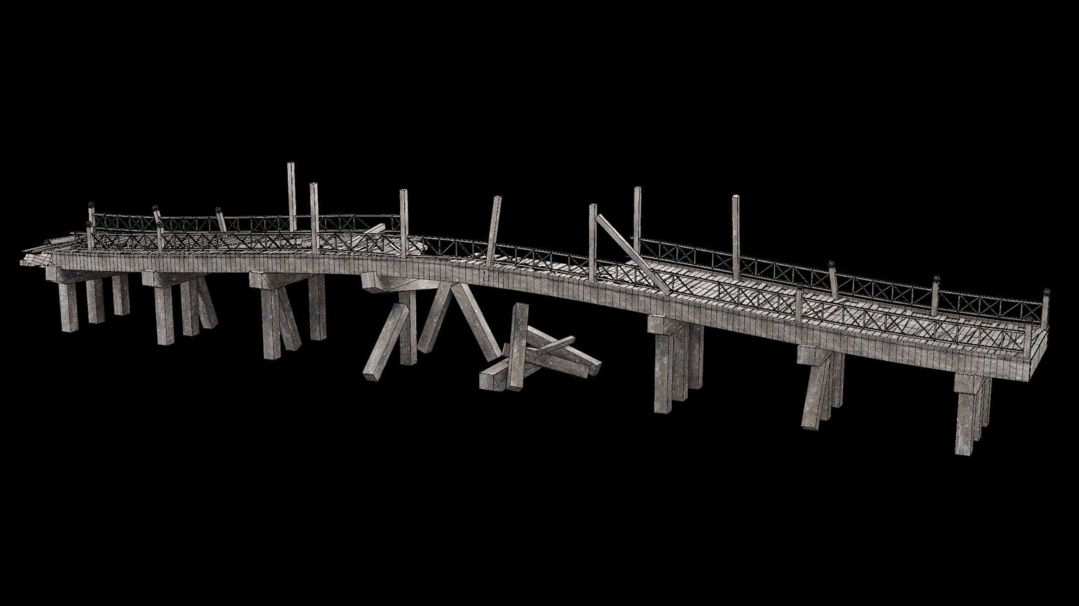 Destroyed Wooden Bridge Medieval Fantasy Collection - 3D Model by ...