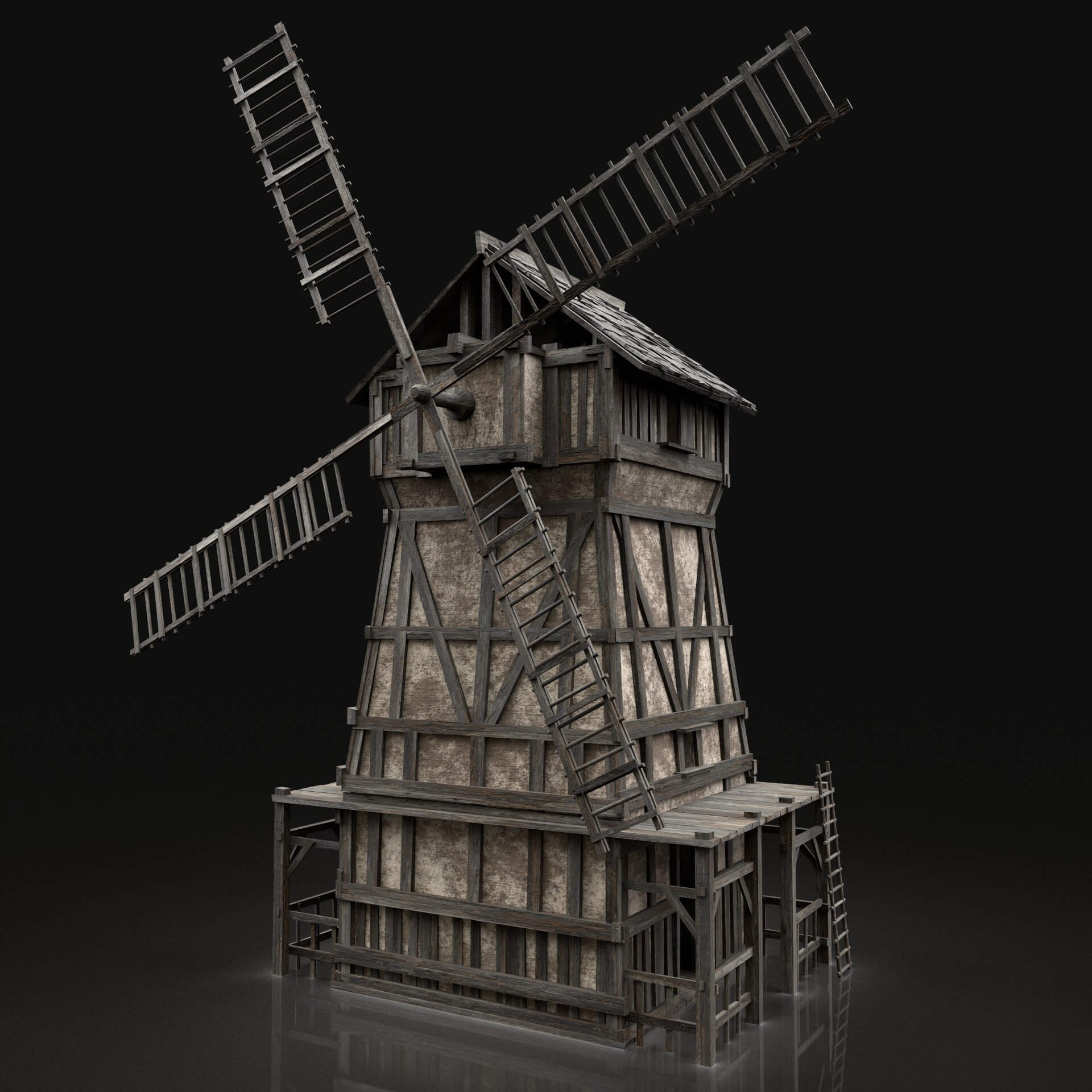 Medieval Windmill Model