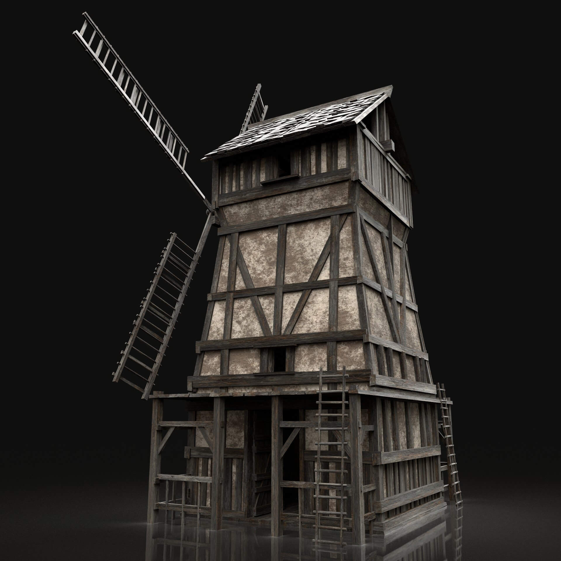 Medieval Windmill - 3D Model by Enterables