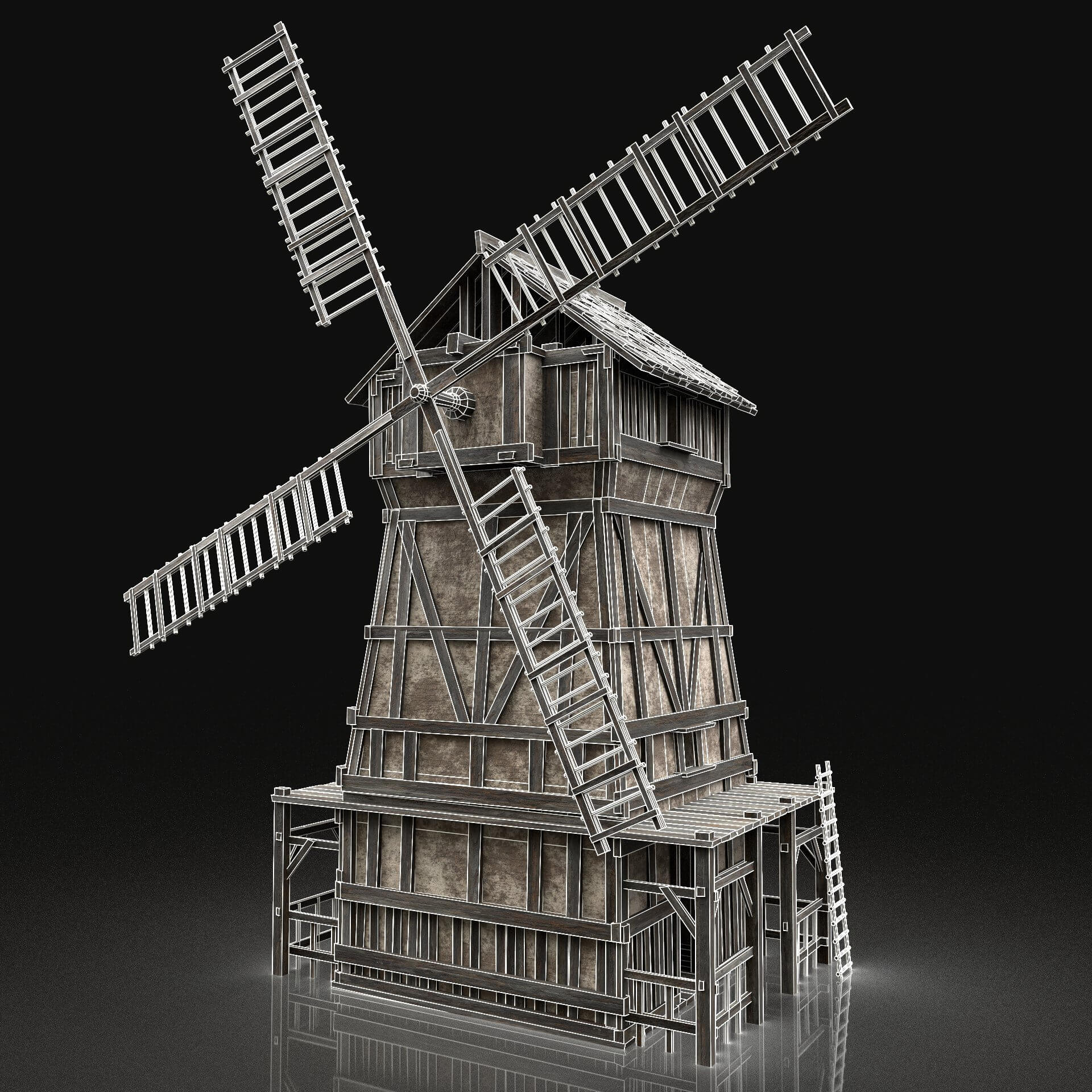 Medieval Windmill - 3D Model by Enterables