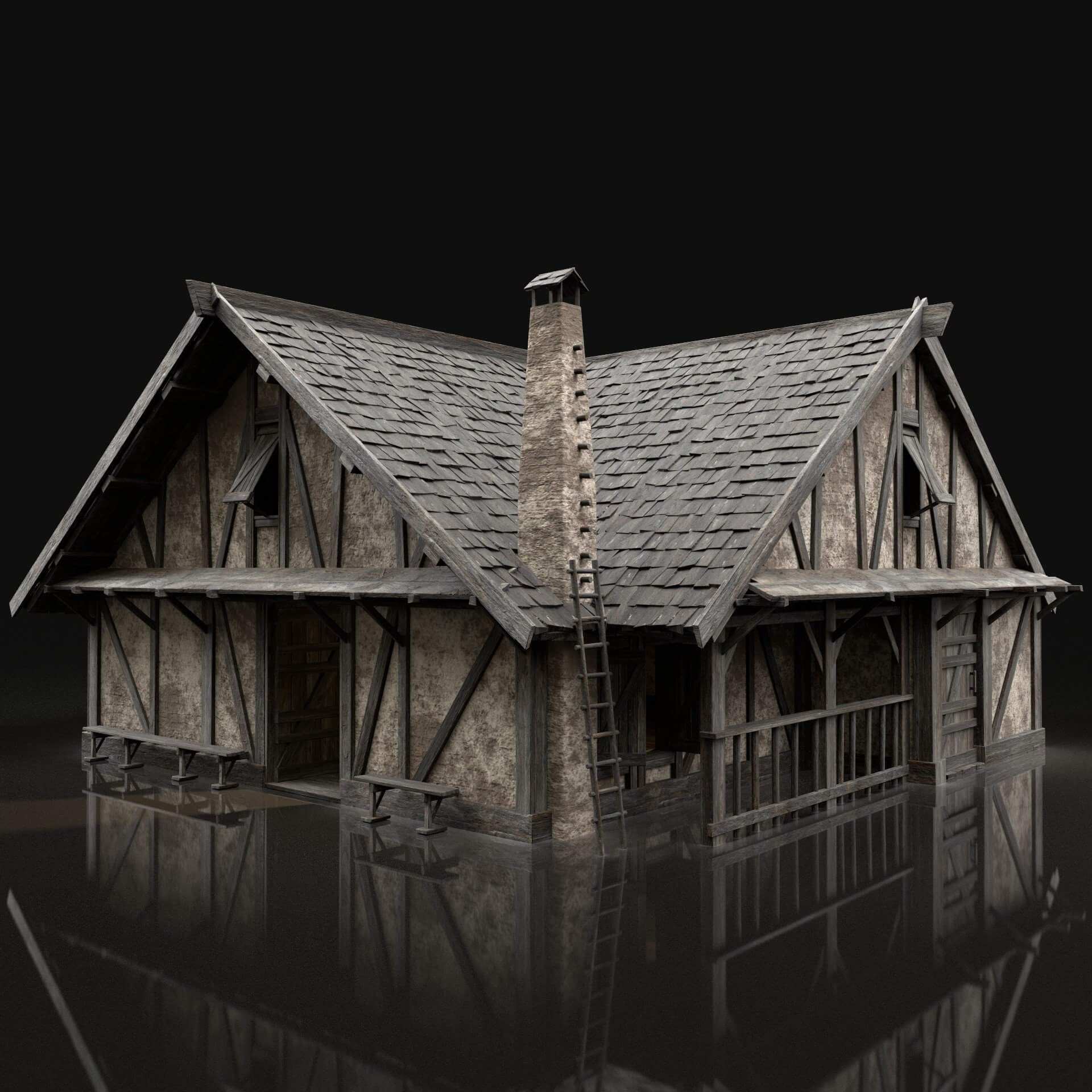 Medieval City Town House - 3D Model by Enterables
