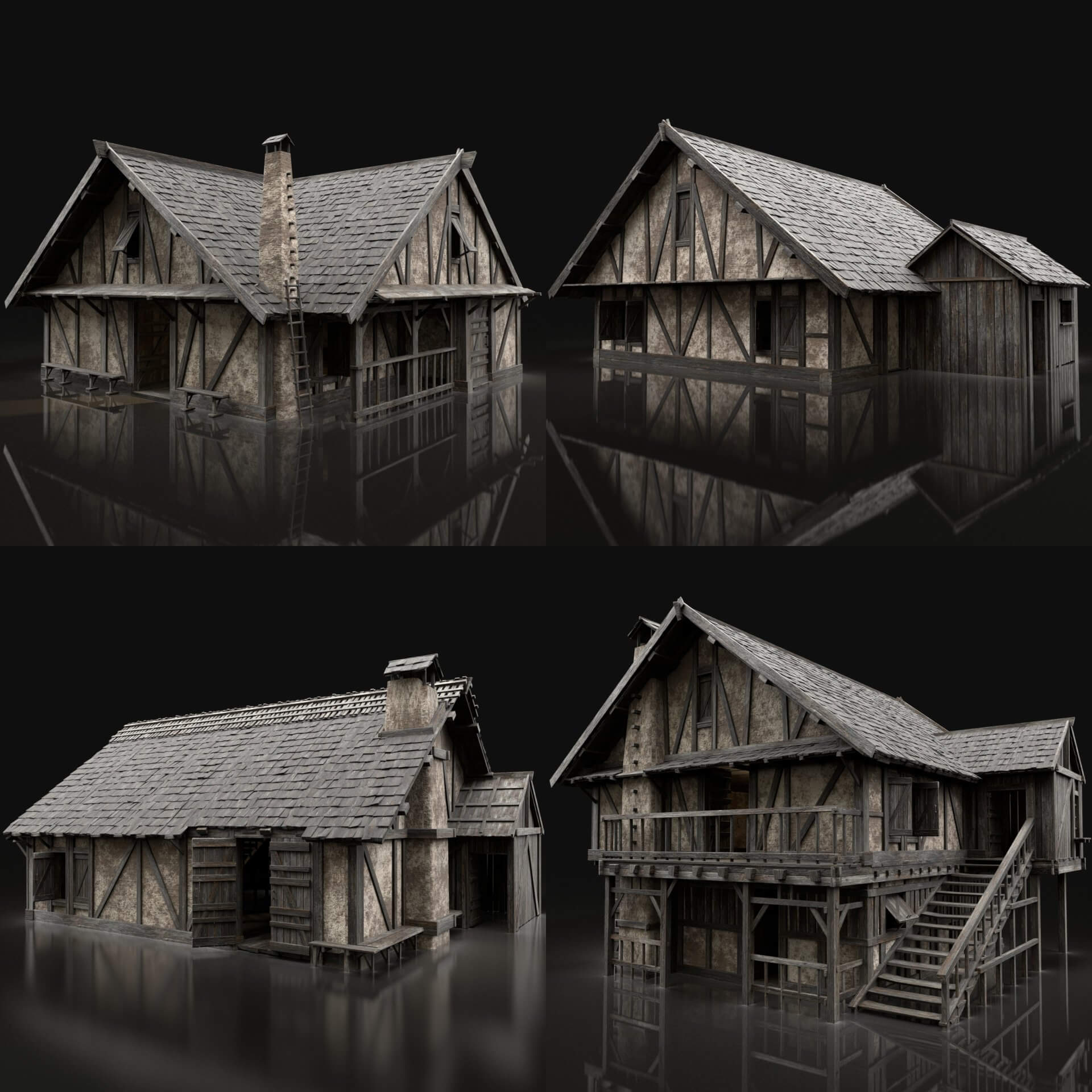 Medieval City Town House Hut Builder - 3D Model by Enterables