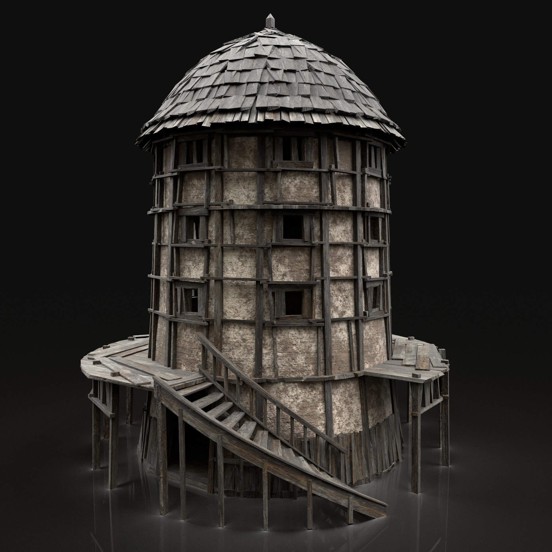 Medieval Round Watchtower - 3D Model by Enterables