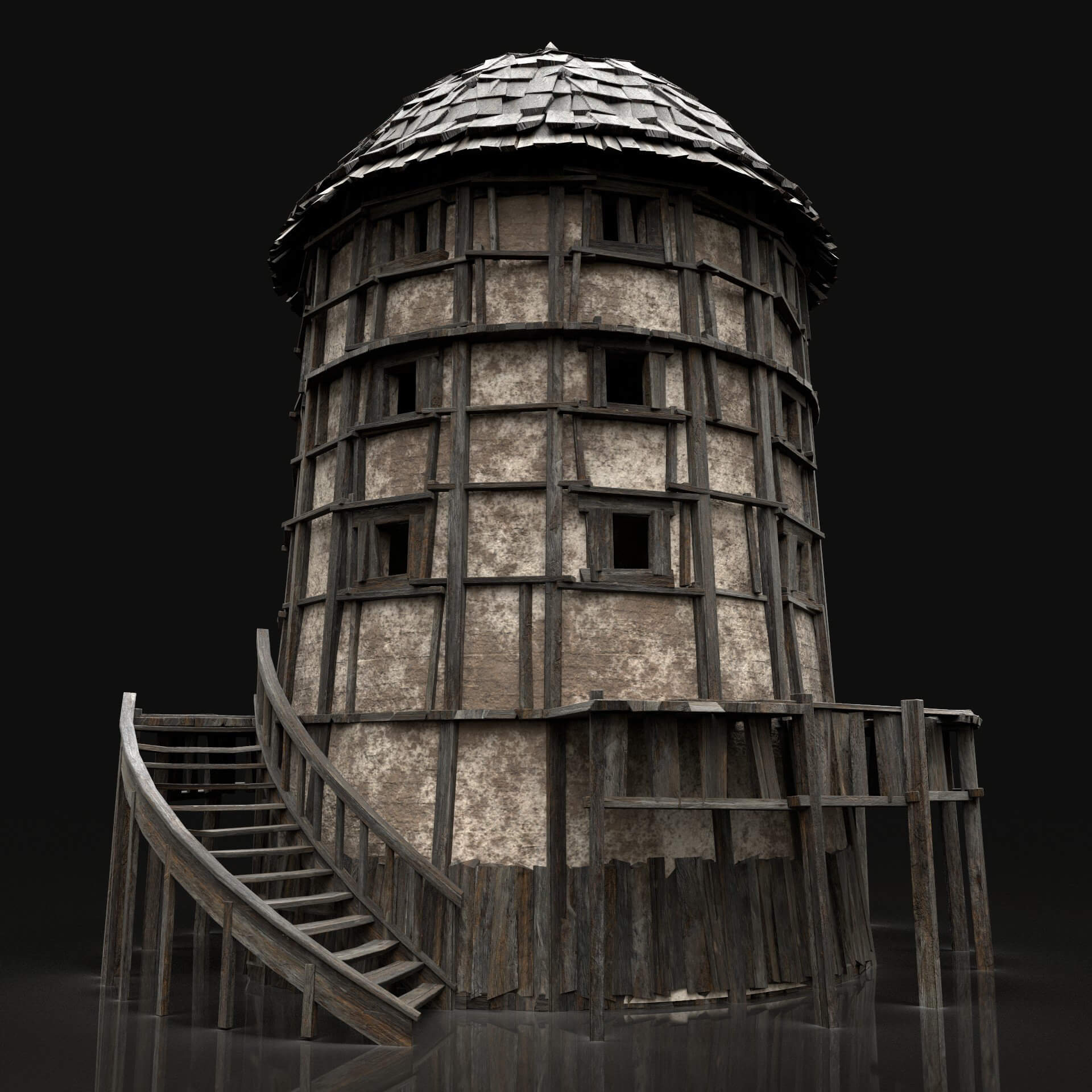 Medieval Round Watchtower - 3D Model by Enterables