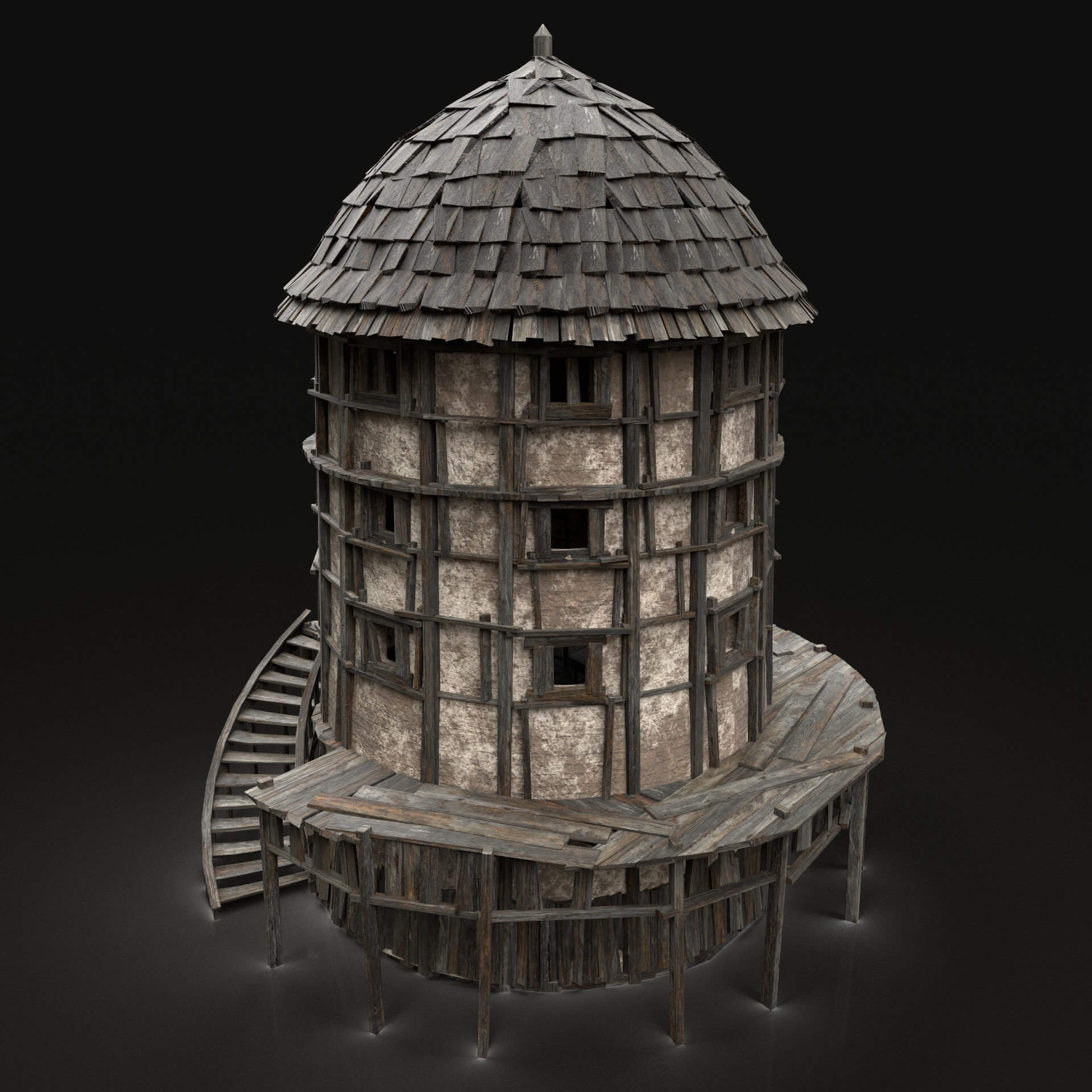 Medieval Round Watchtower - 3D Model by Enterables