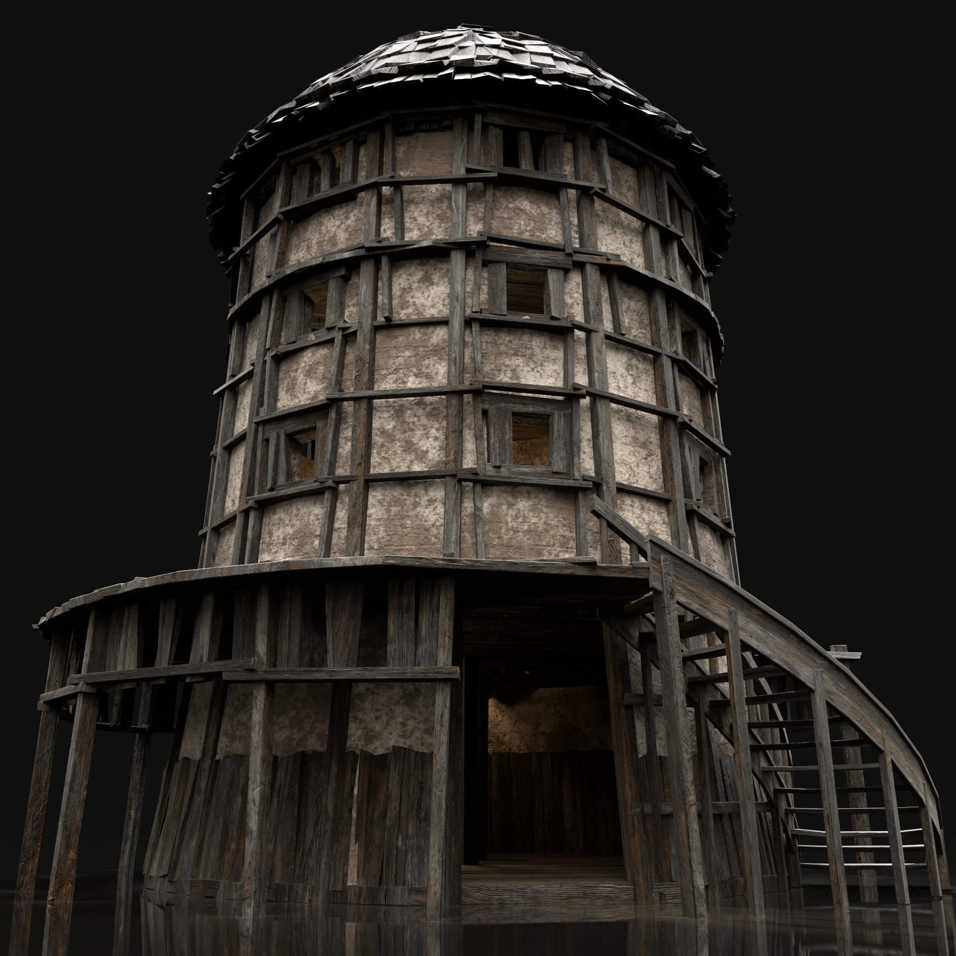 Medieval Round Watchtower - 3D Model by Enterables