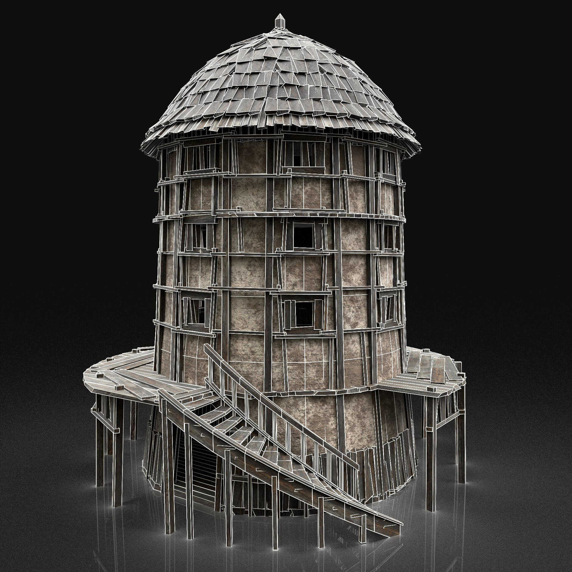 Medieval Round Watchtower - 3D Model by Enterables