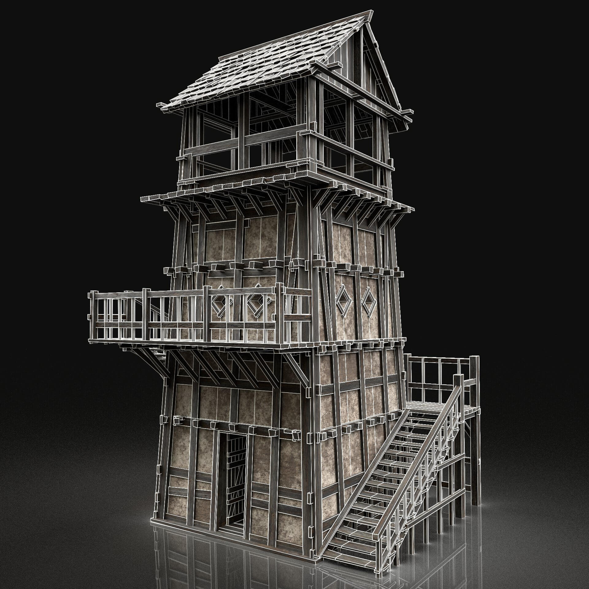 Medieval Watchtower - 3D Model by Enterables