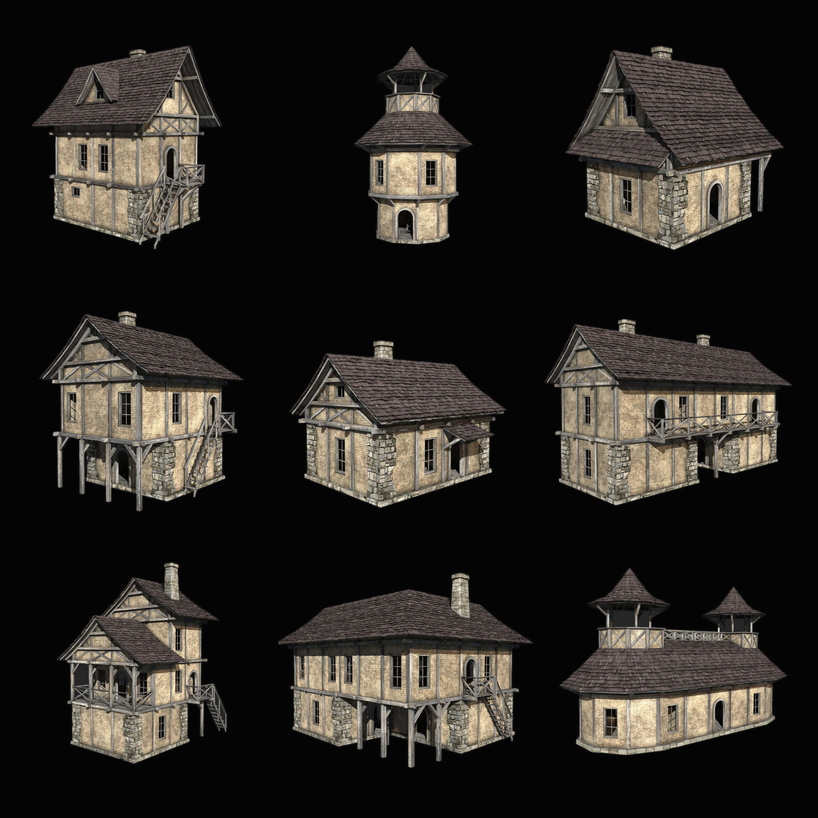 Fantasy Medieval Town Building Collection - 3D Model by Enterables