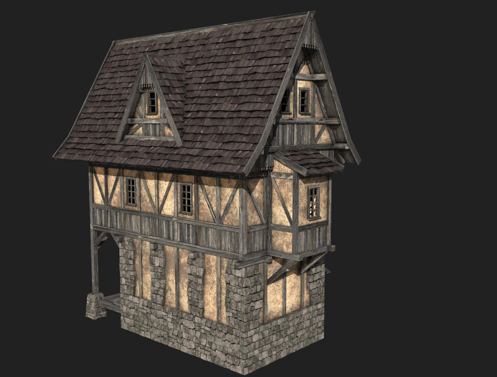 Fantasy Watermill Medieval Town Building Collection - 3D Model by ...