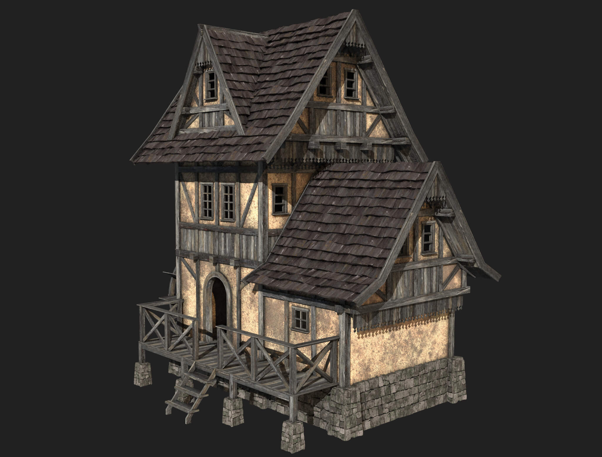 Fantasy Watermill Medieval Town Building Collection - 3D Model by ...