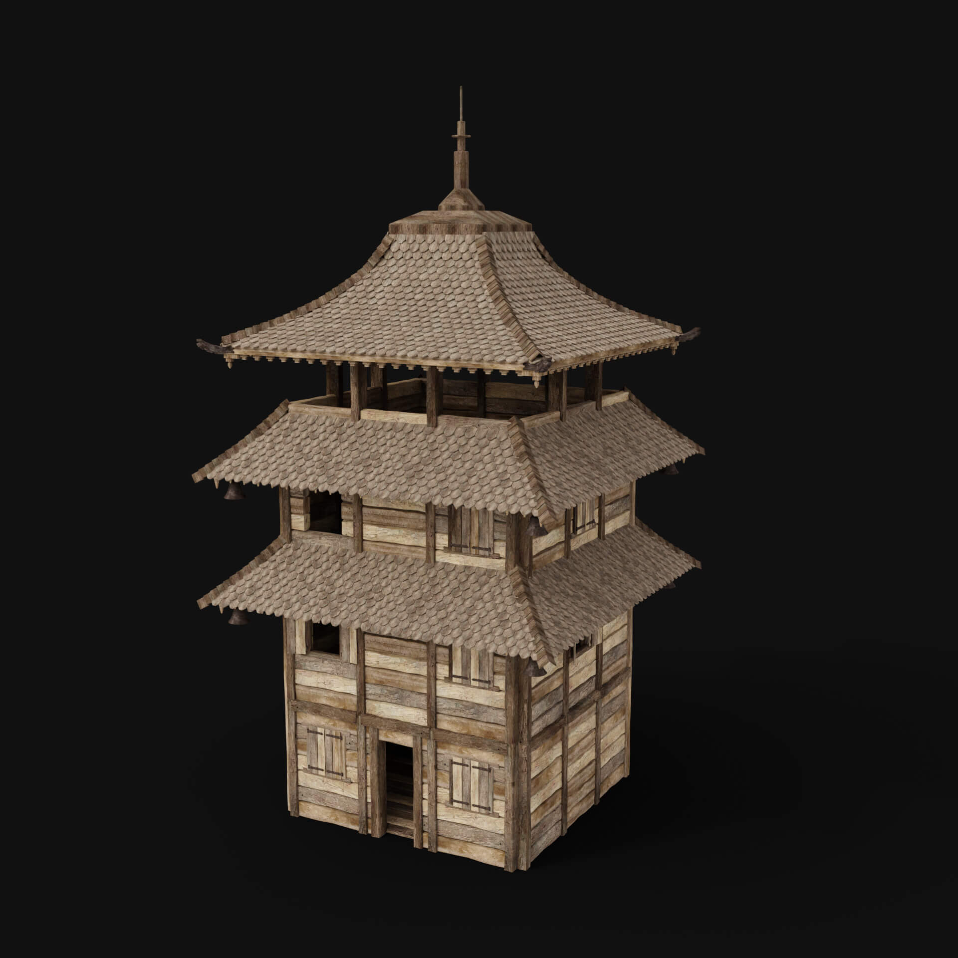 Feudal Japanese Watchtower Temple Collection - 3D Model by Enterables