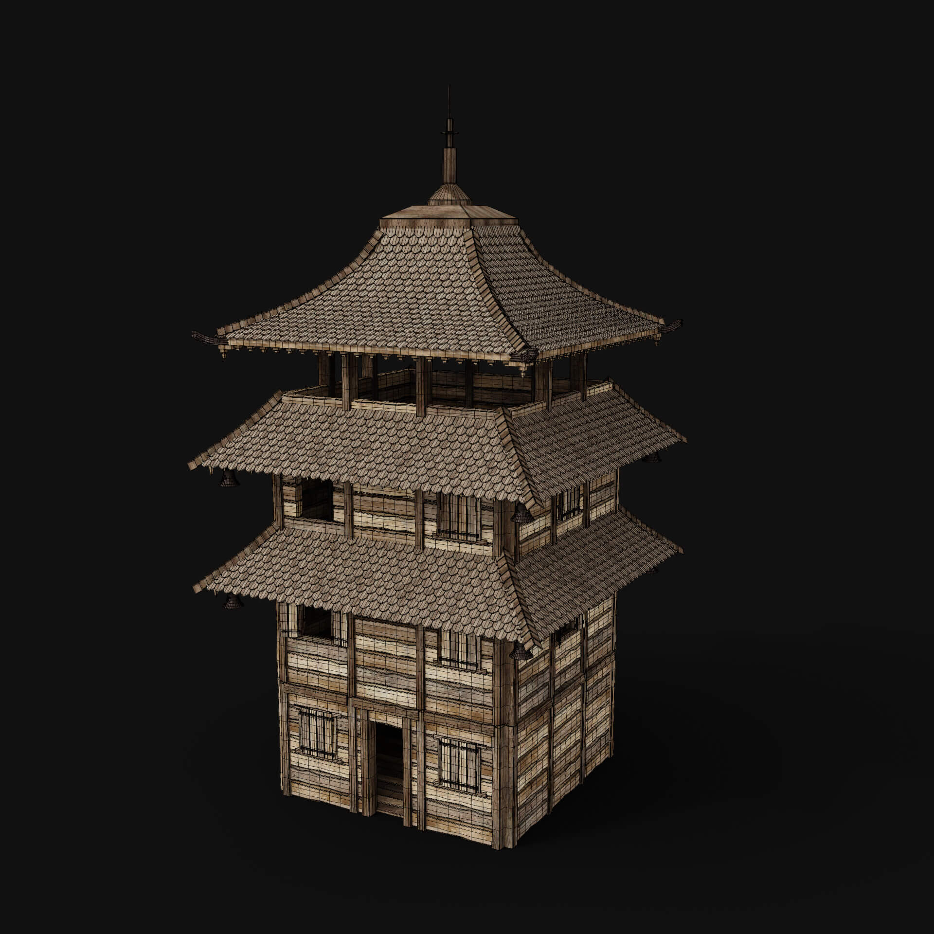 Feudal Japanese Watchtower Temple Collection - 3D Model by Enterables