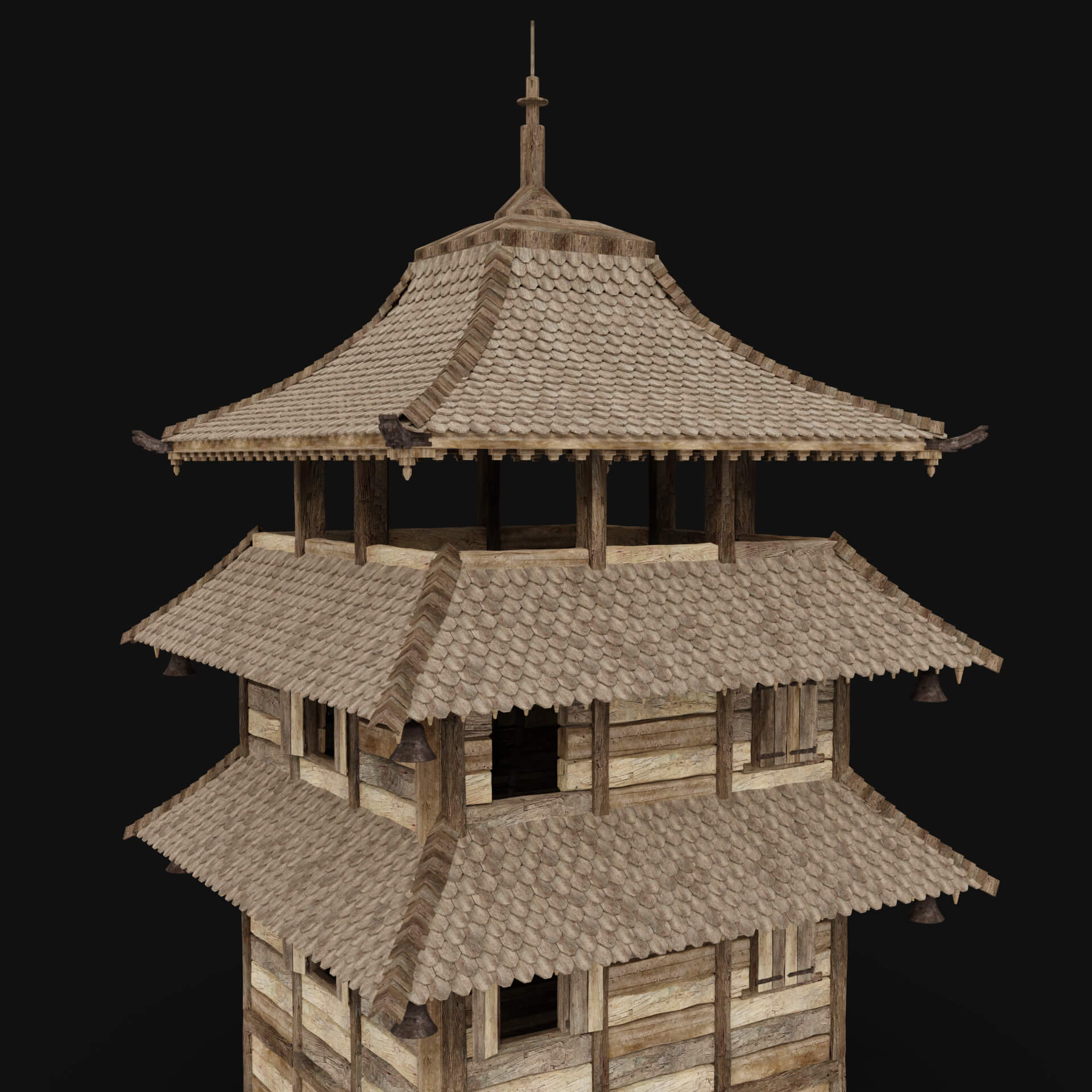 Feudal Japanese Watchtower Temple Collection - 3D Model by Enterables
