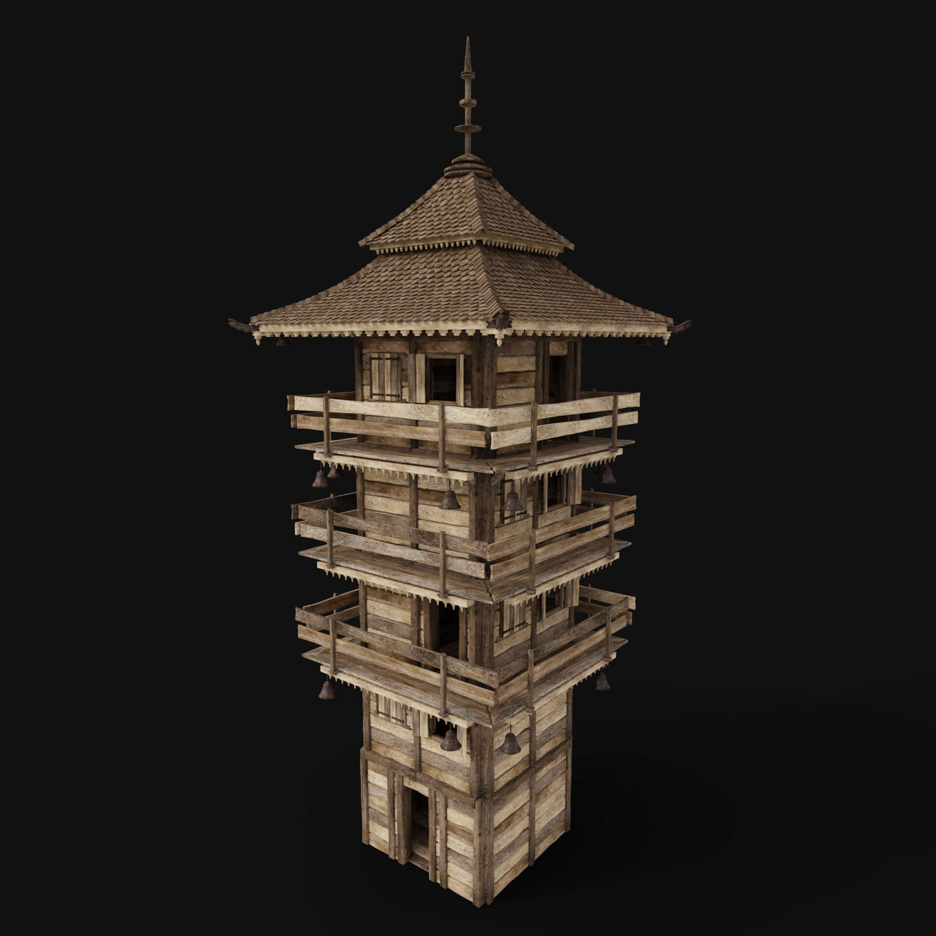 Feudal Japanese Watchtower Temple Collection - 3D Model by Enterables
