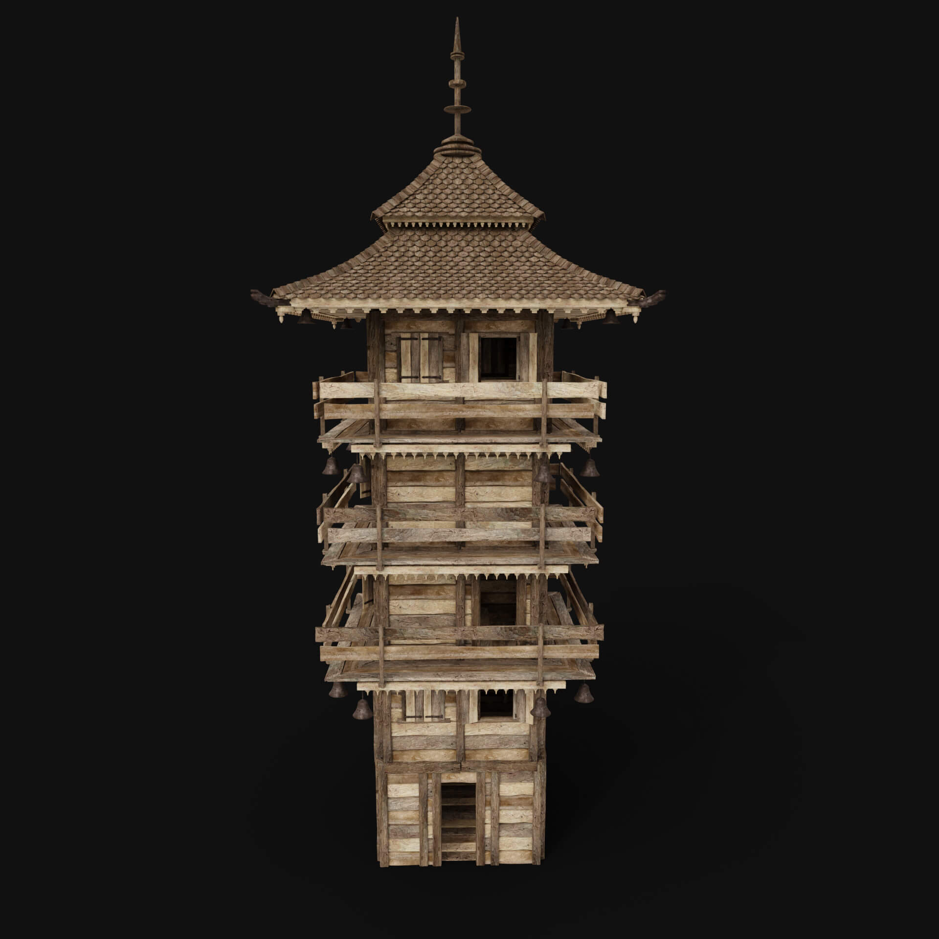 Feudal Japanese Watchtower Temple Collection - 3D Model by Enterables