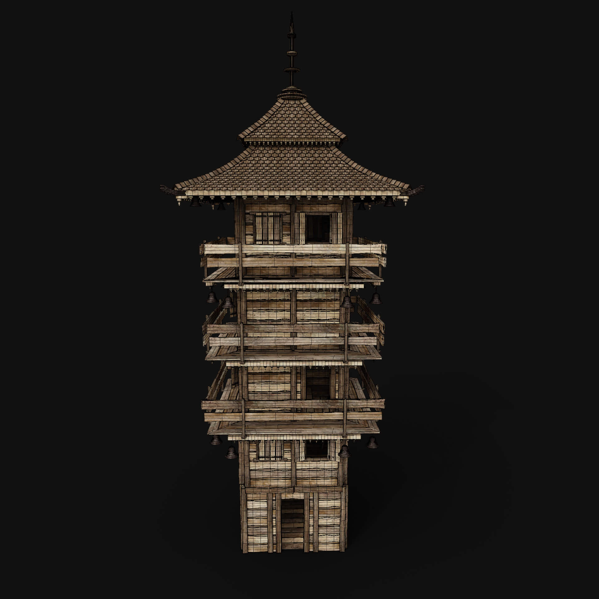 Feudal Japanese Watchtower Temple Collection - 3D Model by Enterables