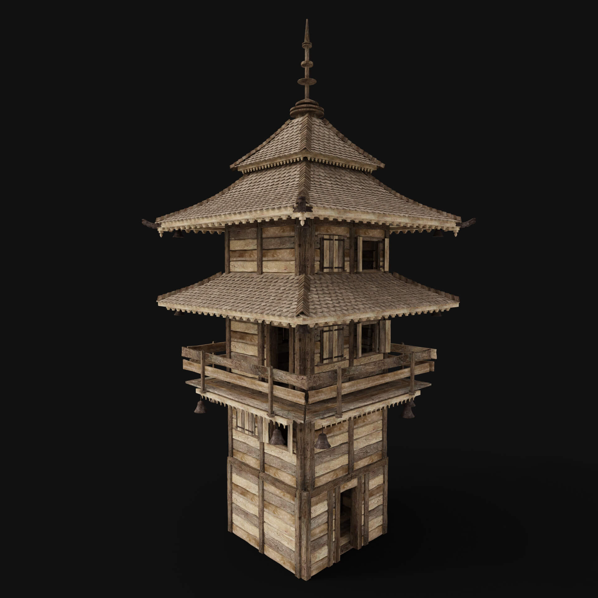Feudal Japanese Watchtower Temple Collection - 3D Model by Enterables