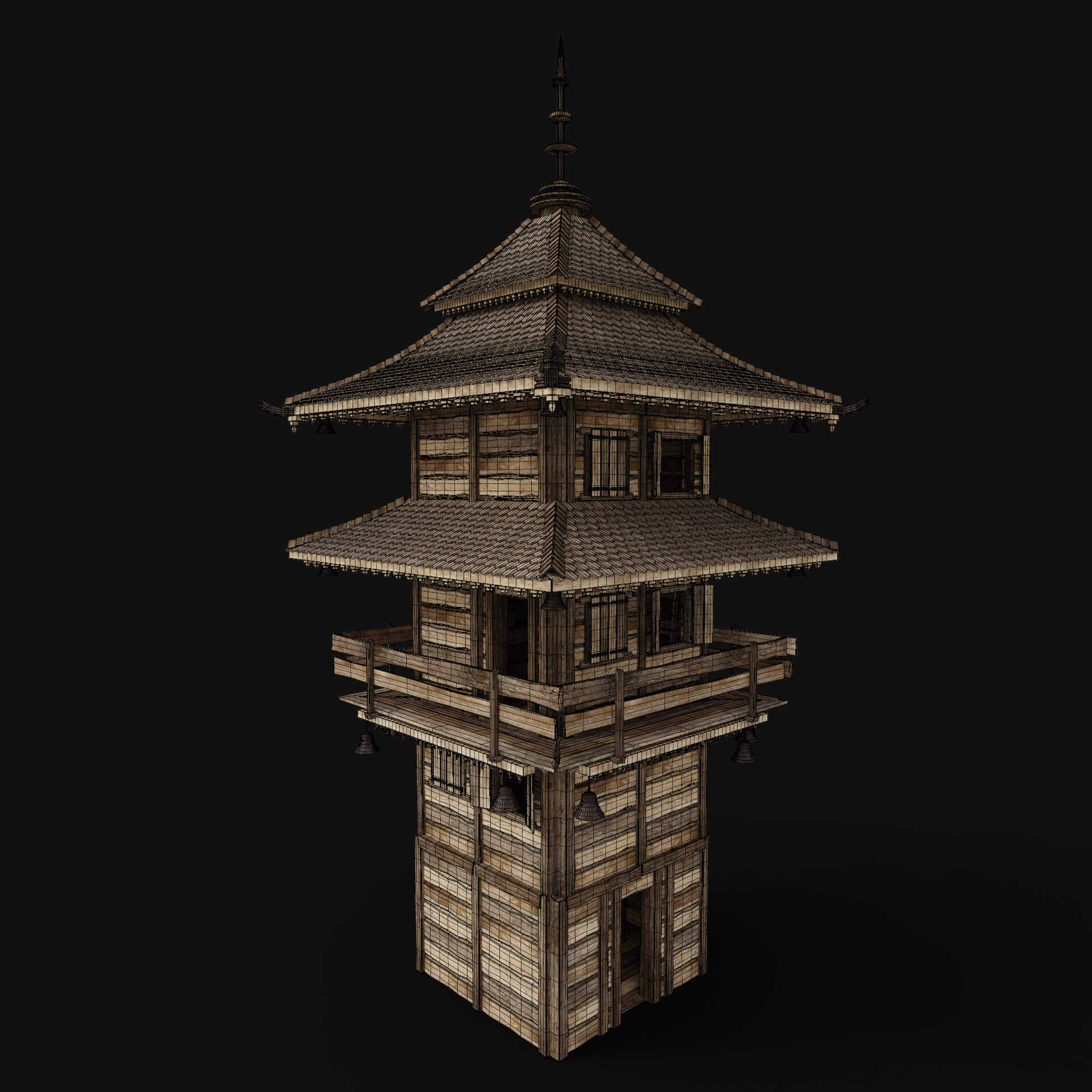 Feudal Japanese Watchtower Temple Collection - 3D Model by Enterables