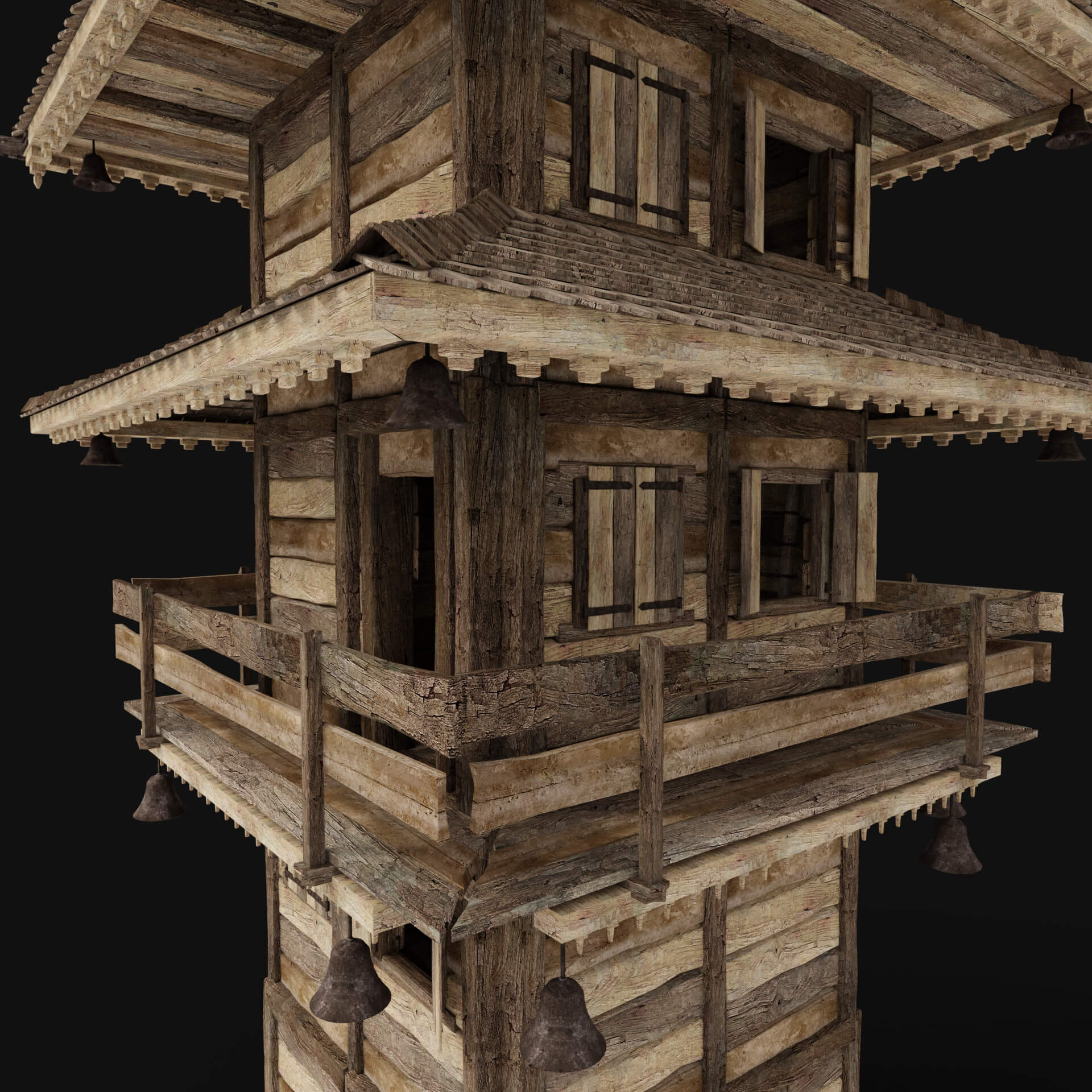 Feudal Japanese Watchtower Temple Collection - 3D Model by Enterables