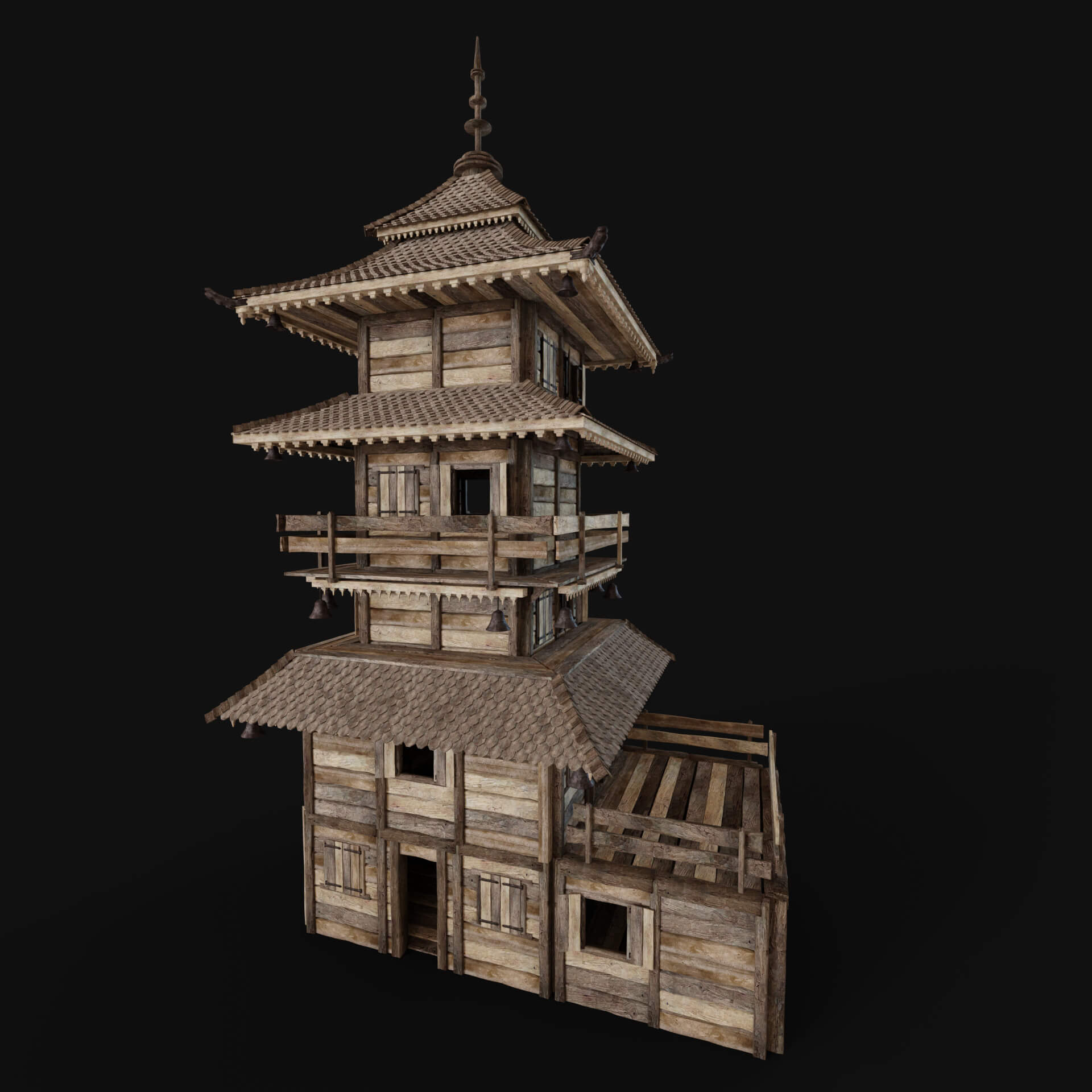 Feudal Japanese Watchtower Temple Collection - 3D Model by Enterables