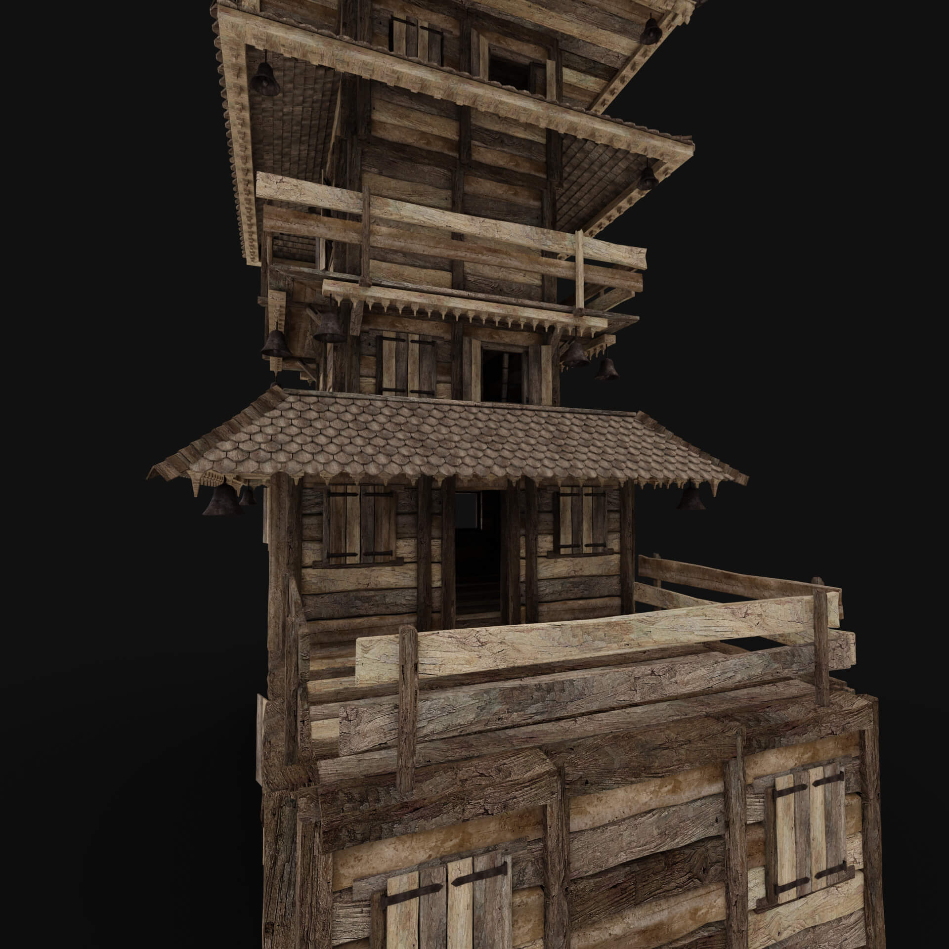 Feudal Japanese Watchtower Temple Collection - 3D Model by Enterables