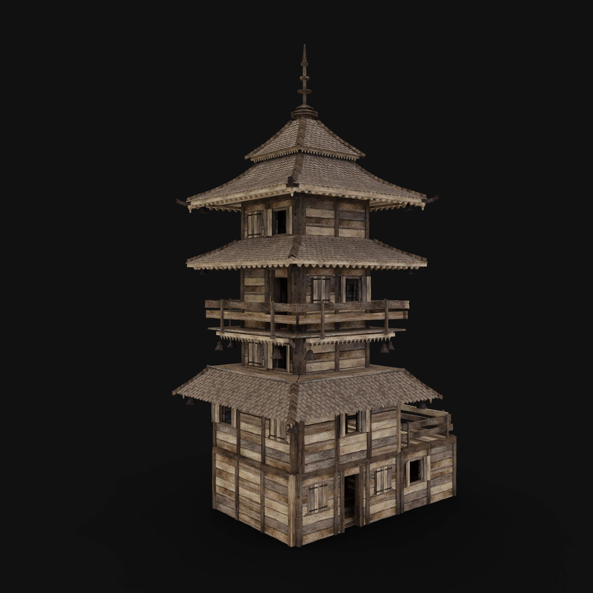 Feudal Japanese Watchtower Temple Collection - 3D Model by Enterables