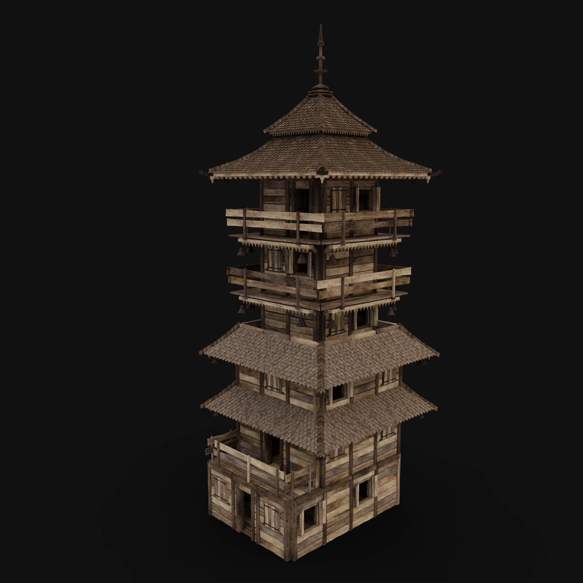 Feudal Japanese Watchtower Temple Collection - 3D Model by Enterables