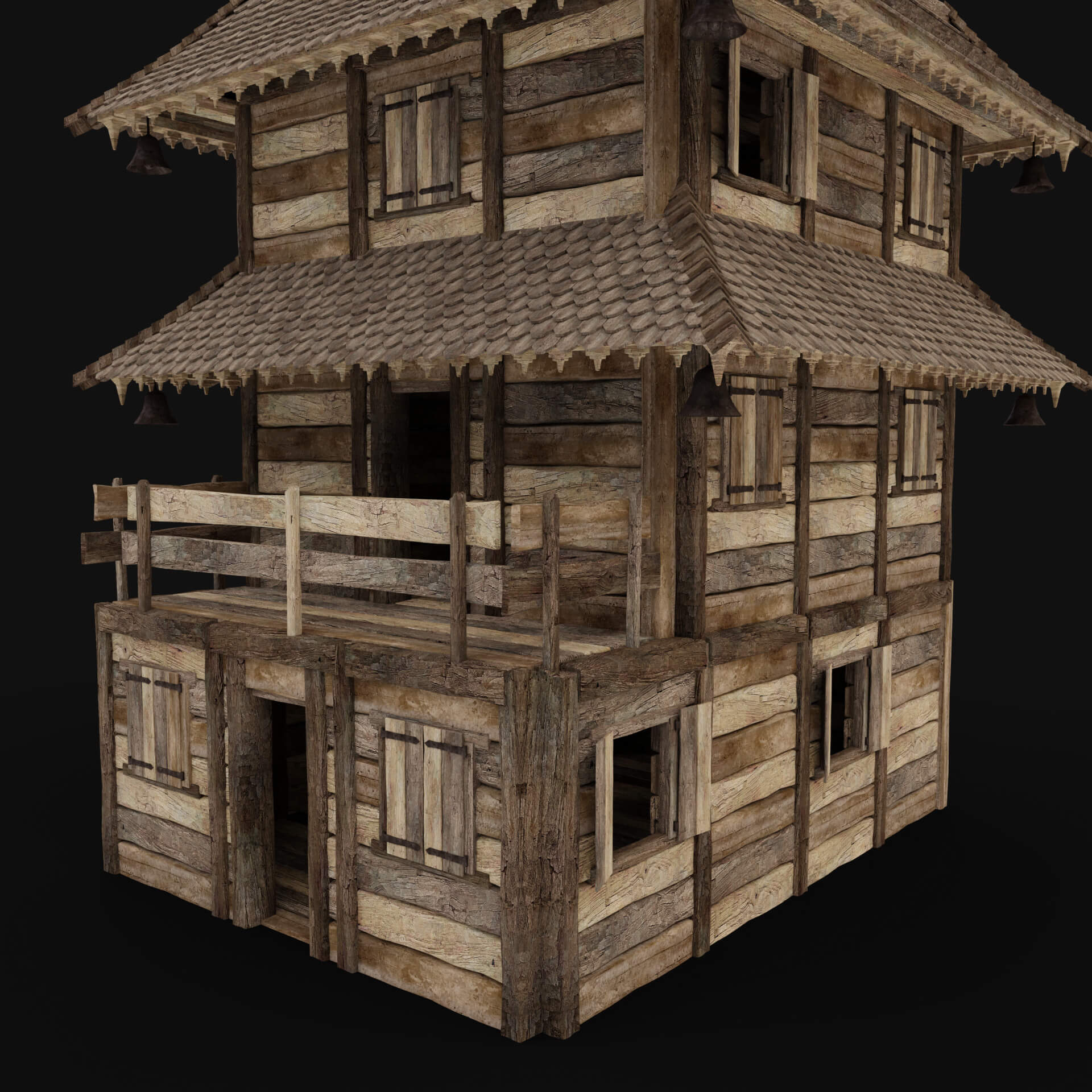 Feudal Japanese Watchtower Temple Collection - 3D Model by Enterables