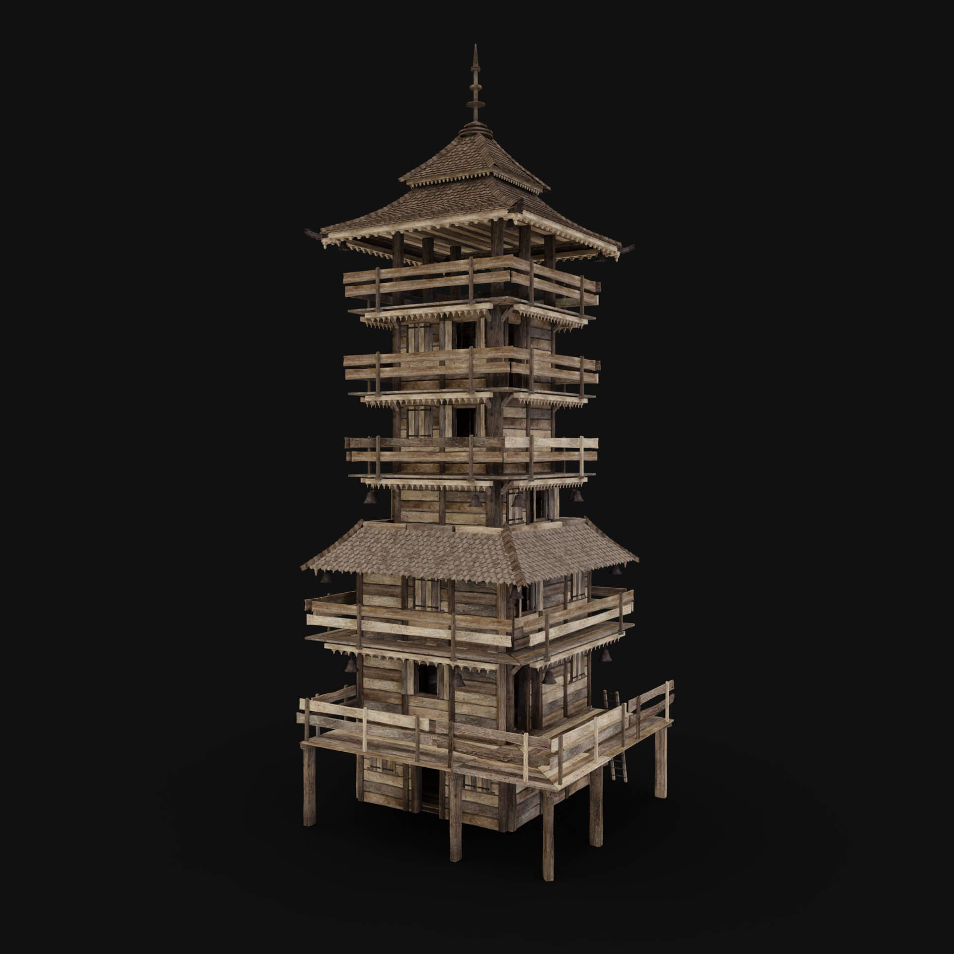 Feudal Japanese Watchtower Temple Collection - 3D Model by Enterables