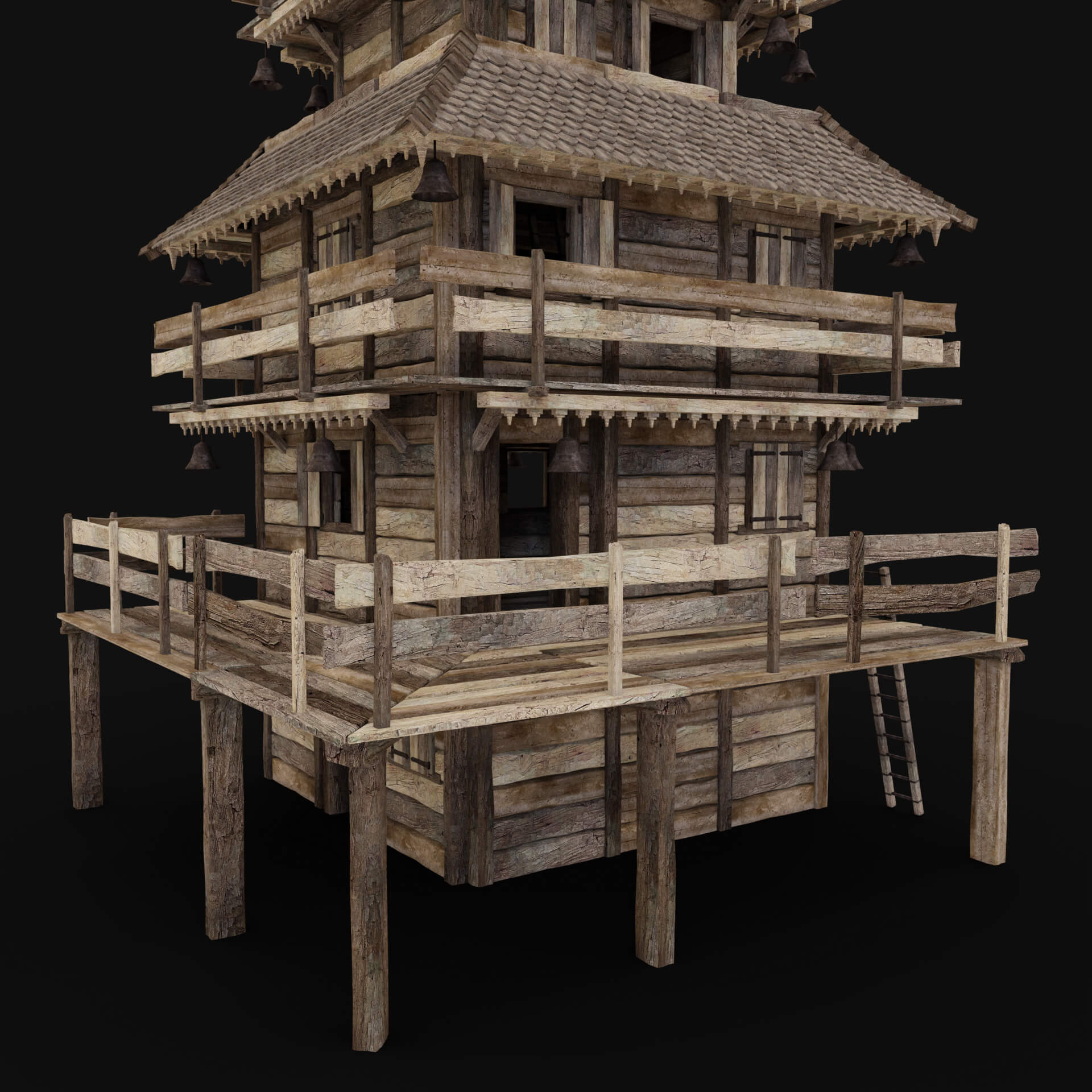 Feudal Japanese Watchtower Temple Collection - 3D Model by Enterables