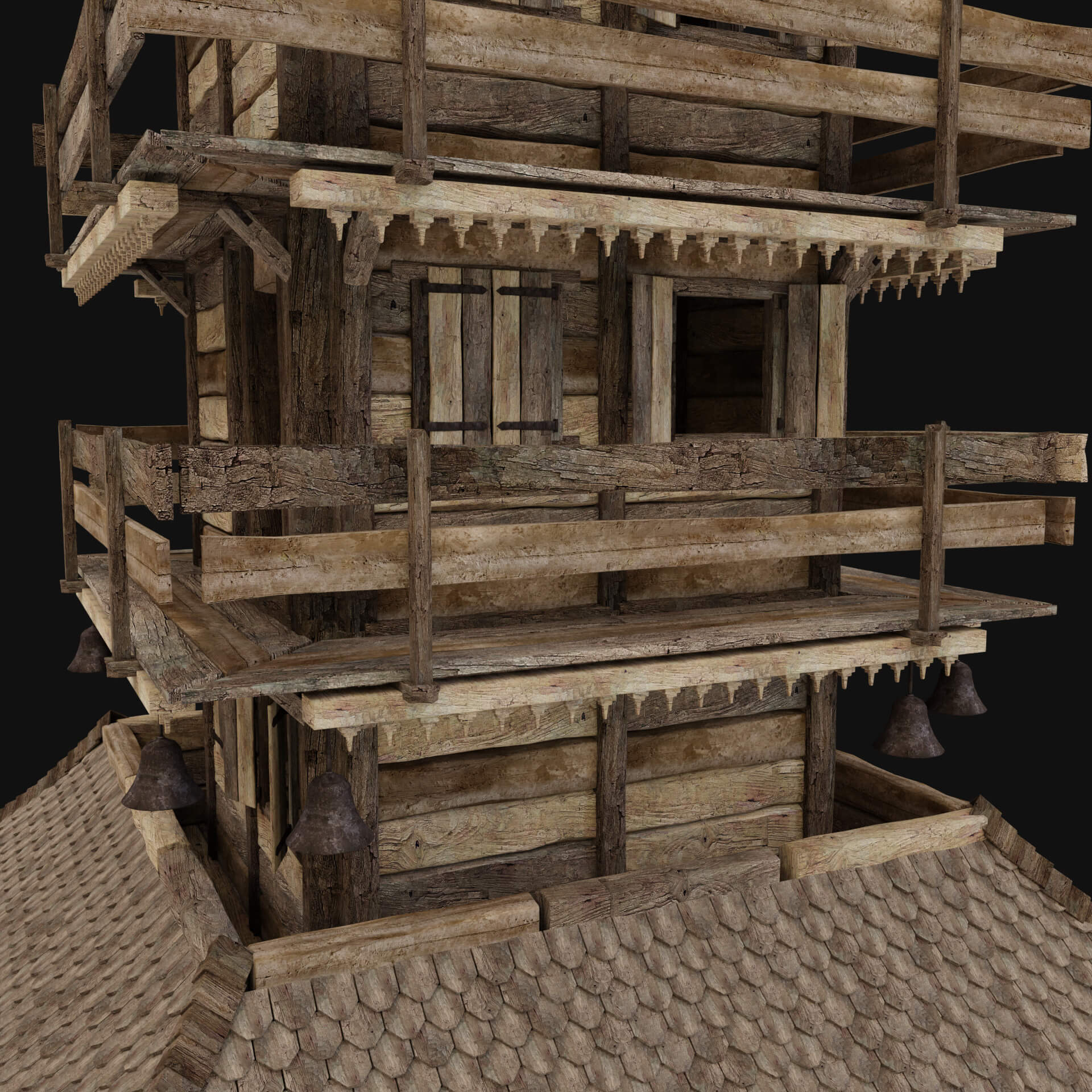 Feudal Japanese Watchtower Temple Collection - 3D Model by Enterables