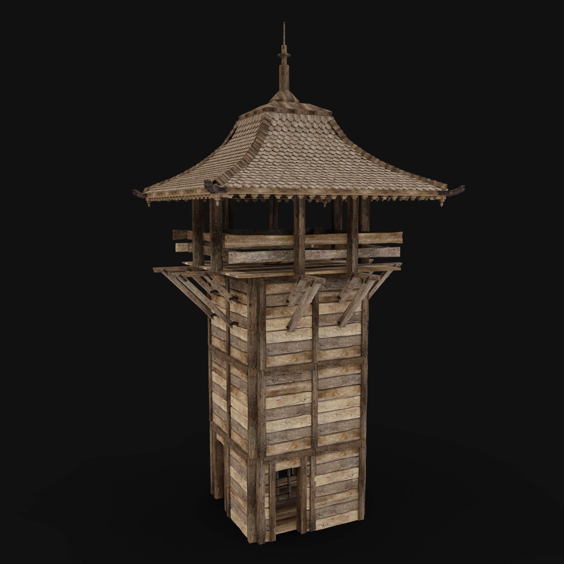 Feudal Japanese Watchtower Temple Collection - 3D Model by Enterables