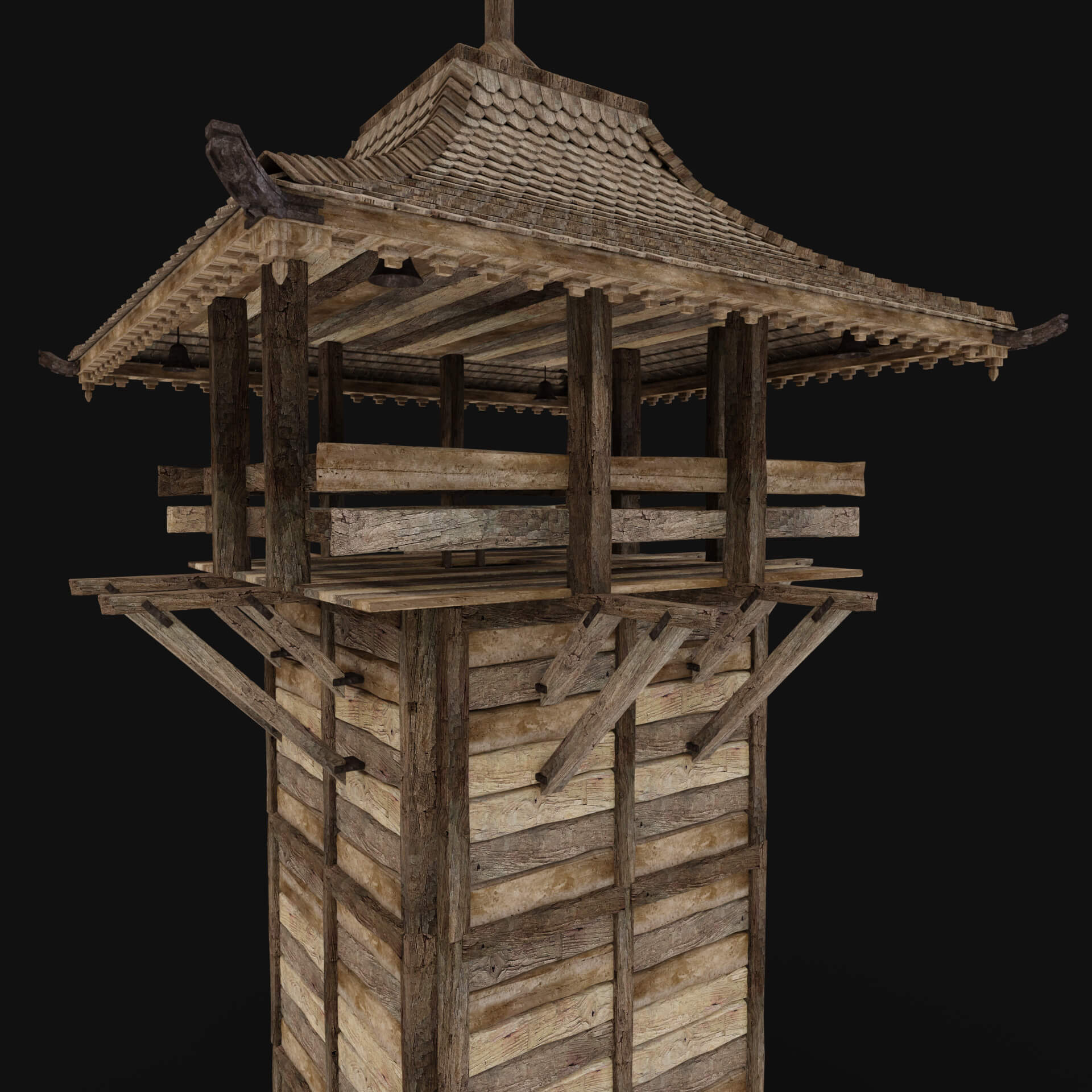 Feudal Japanese Watchtower Temple Collection - 3D Model by Enterables