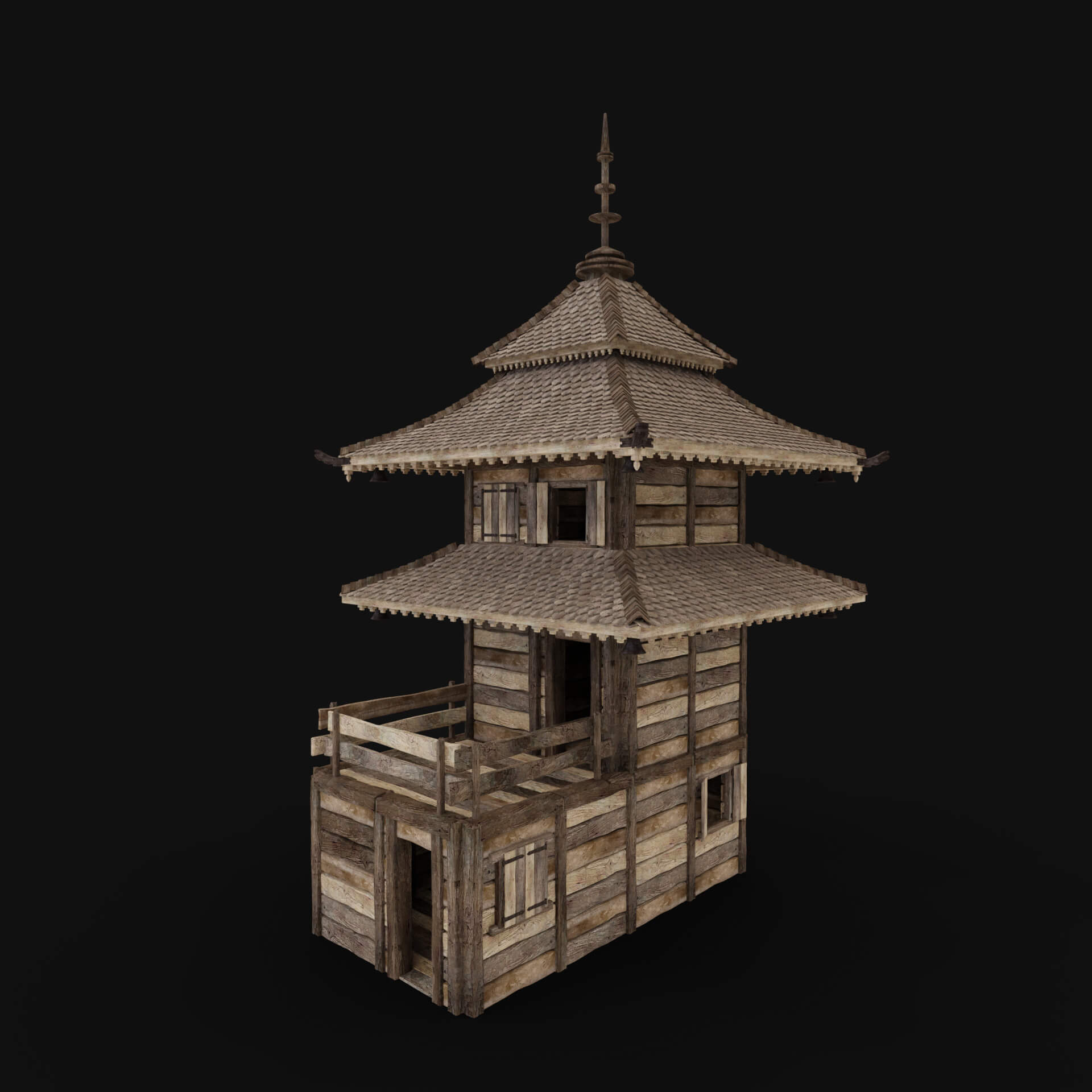 Feudal Japanese Watchtower Temple Collection - 3D Model by Enterables